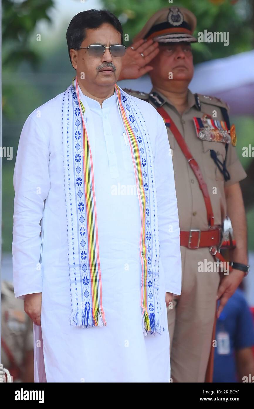 Tripura Chief Minister Manik Saha at the 77th Independence Day function at the Assam Rifles ...