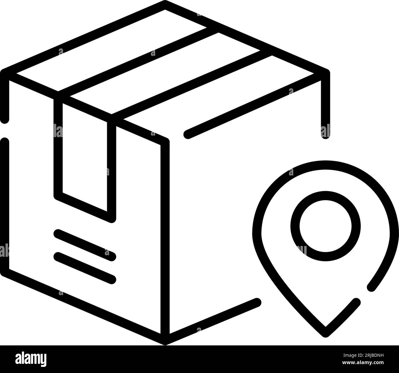Delivery box. Parcel with map pointer symbol. Pixel perfect, editable ...