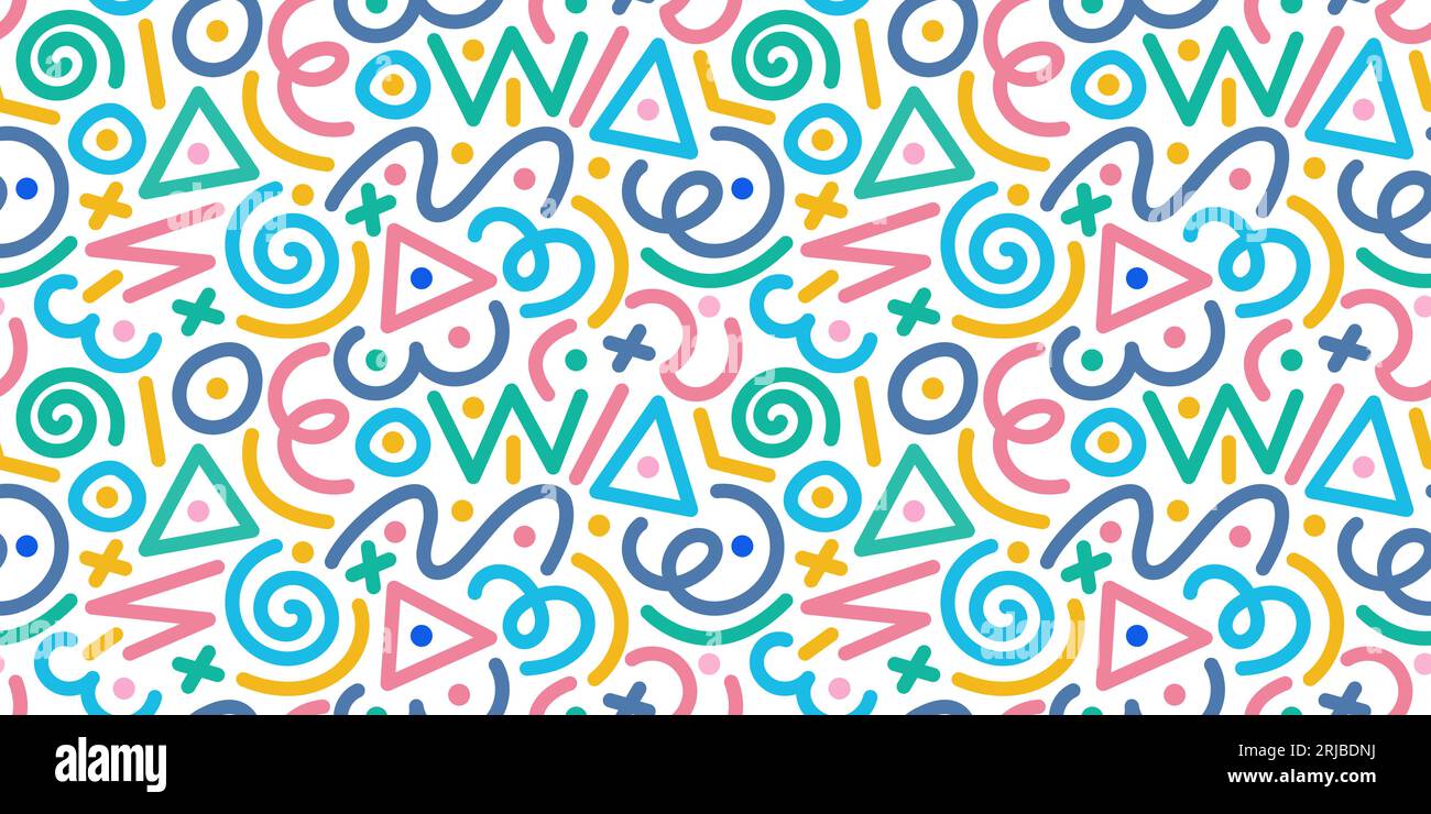 Fun colorful line doodle seamless pattern Stock Vector Image & Art - Alamy