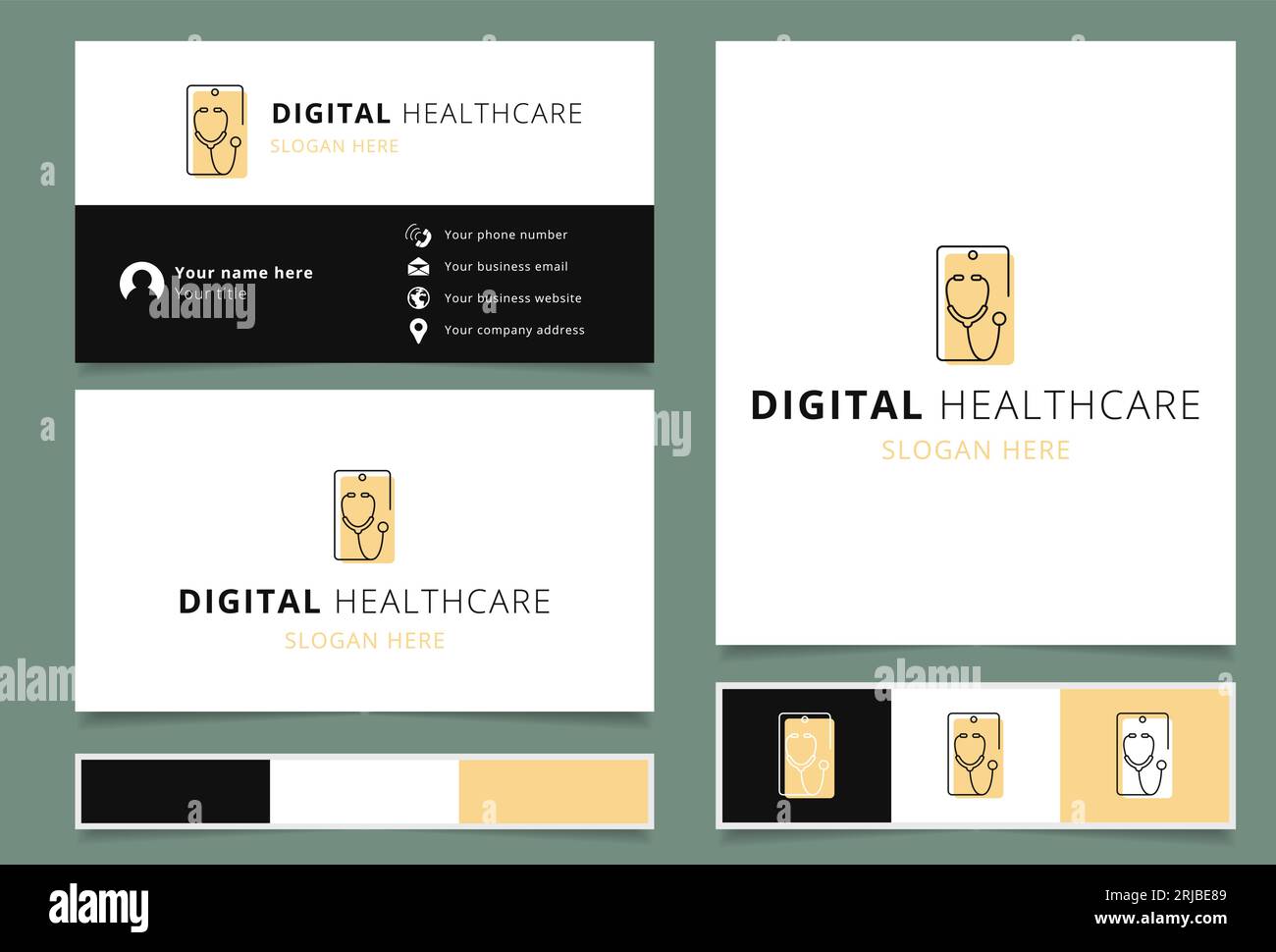Digital Healthcare logo design with editable slogan. Branding book and ...