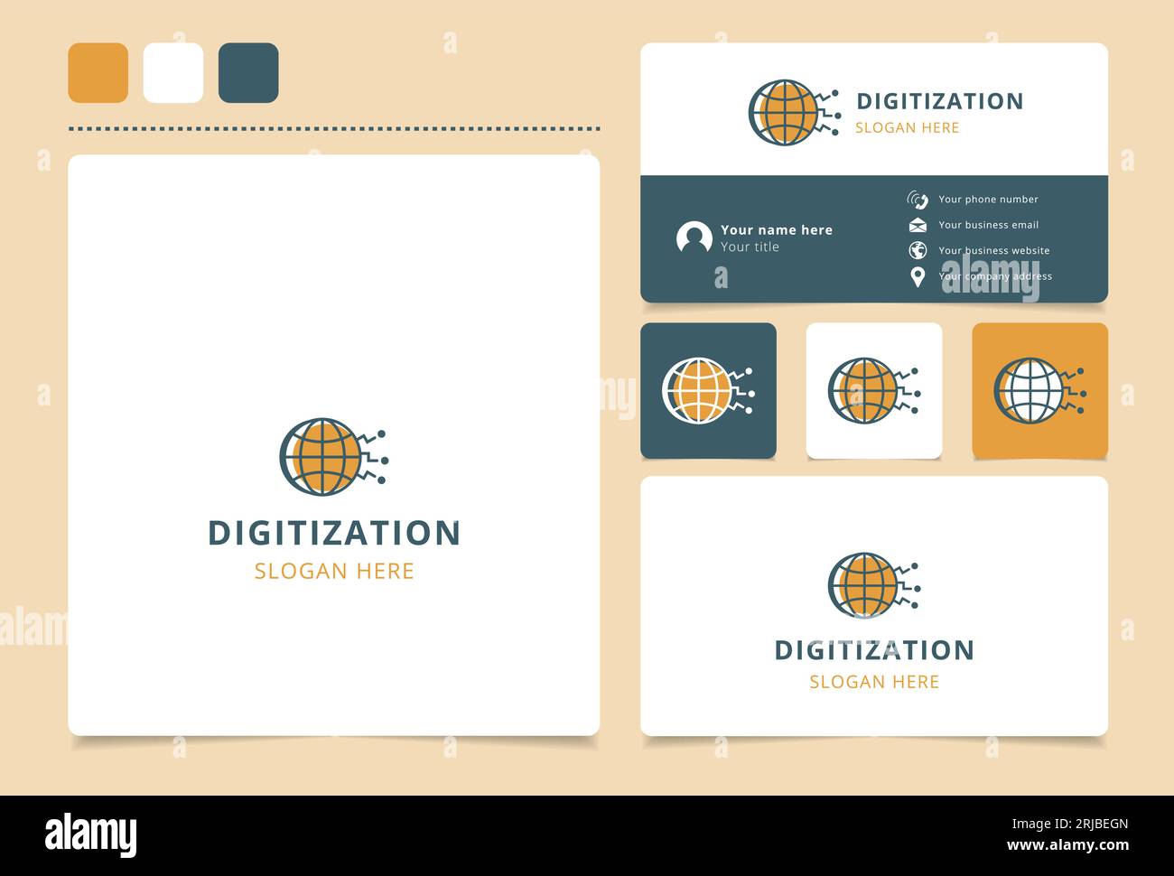 Digitization logo design with editable slogan. Branding book and ...