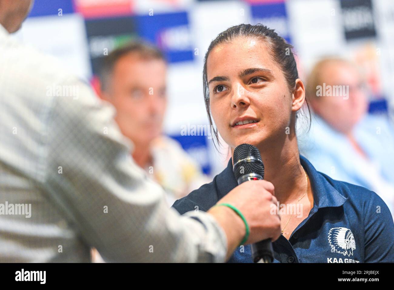 Gent, Belgium. 21st Aug, 2023. Jenna Van De Keere (17) of AA Gent ...