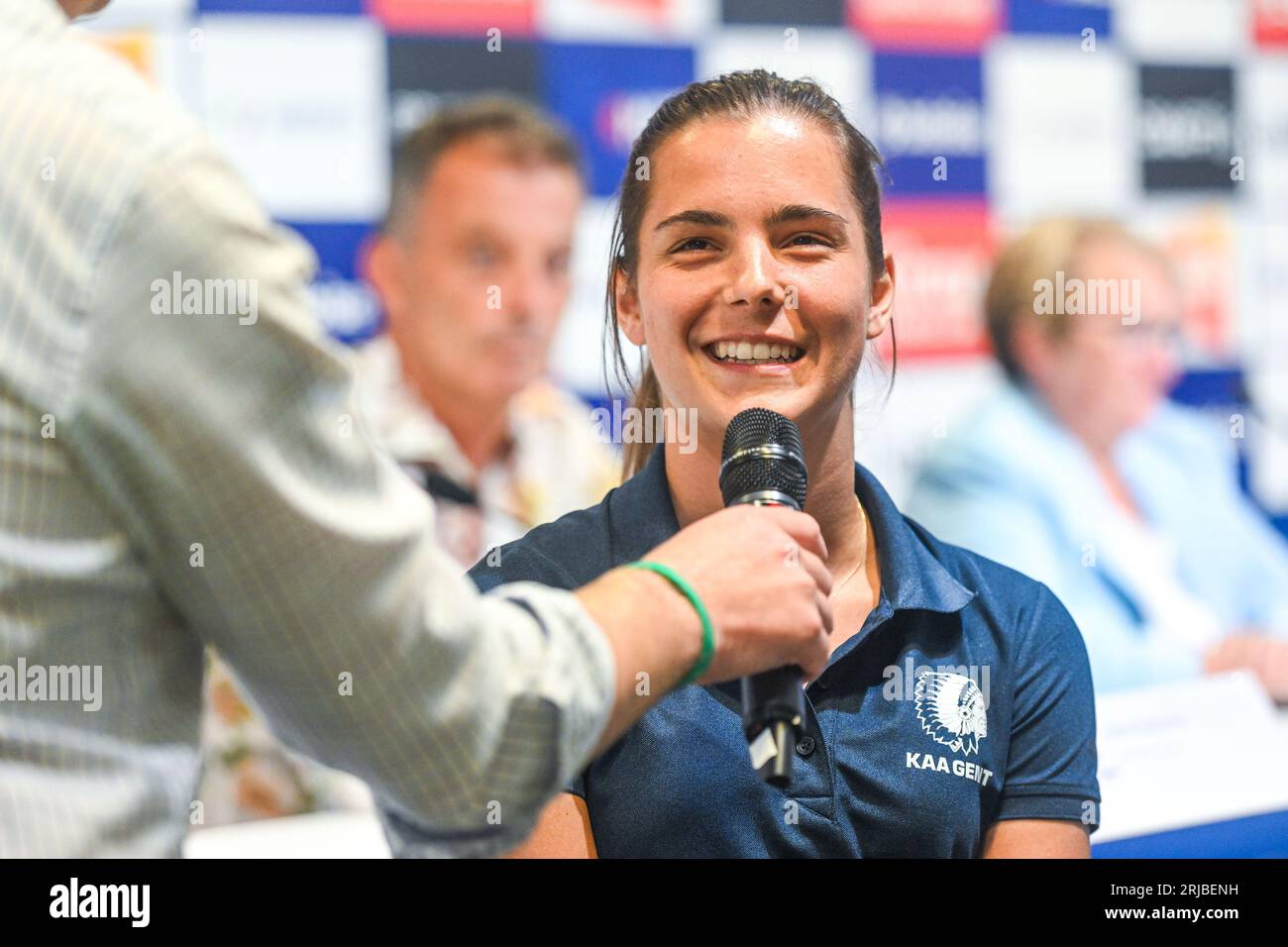 Gent, Belgium. 21st Aug, 2023. Jenna Van De Keere (17) of AA Gent ...