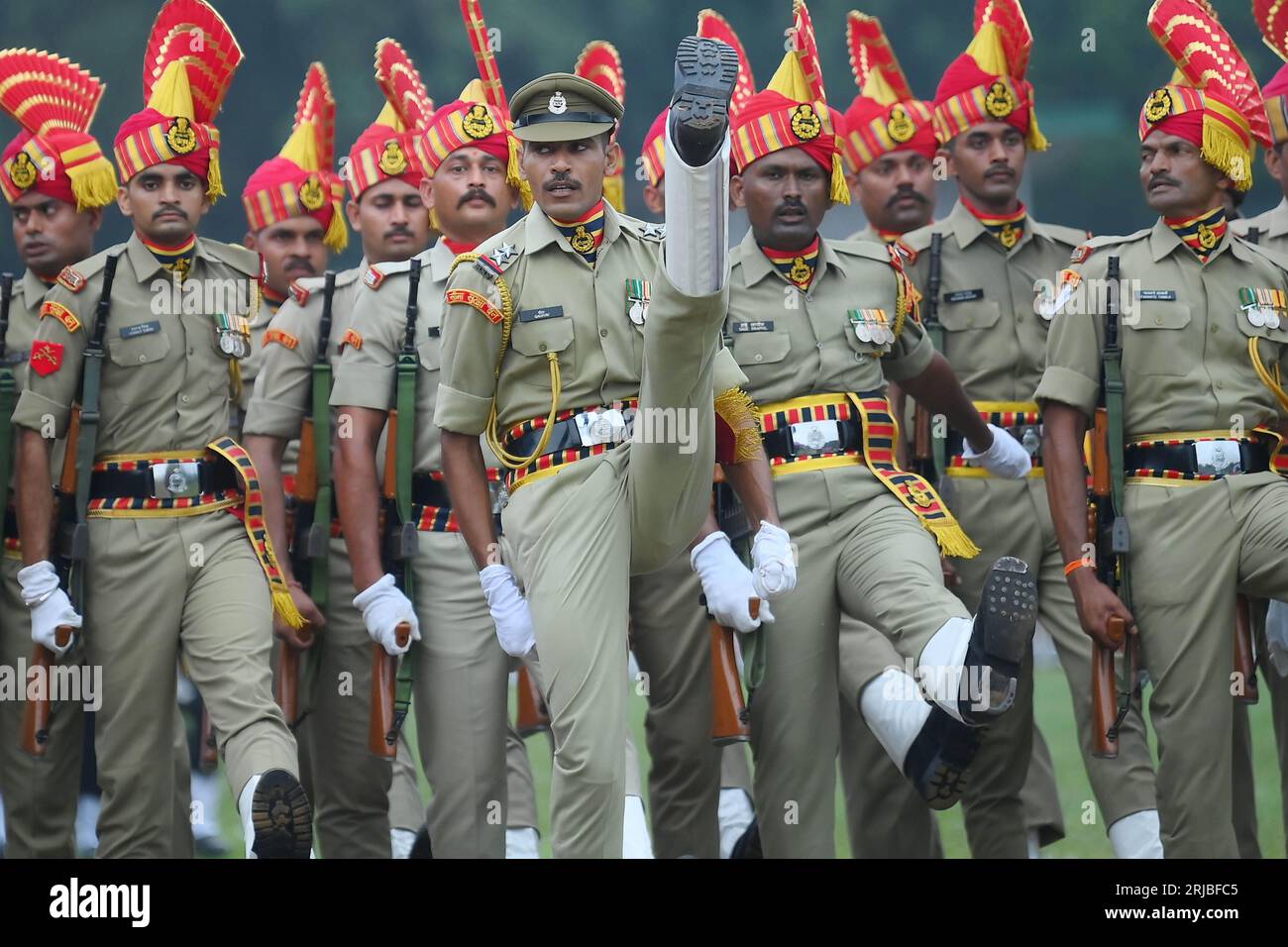Soldiers of different platoons at the 77th Independence Day parade at ...