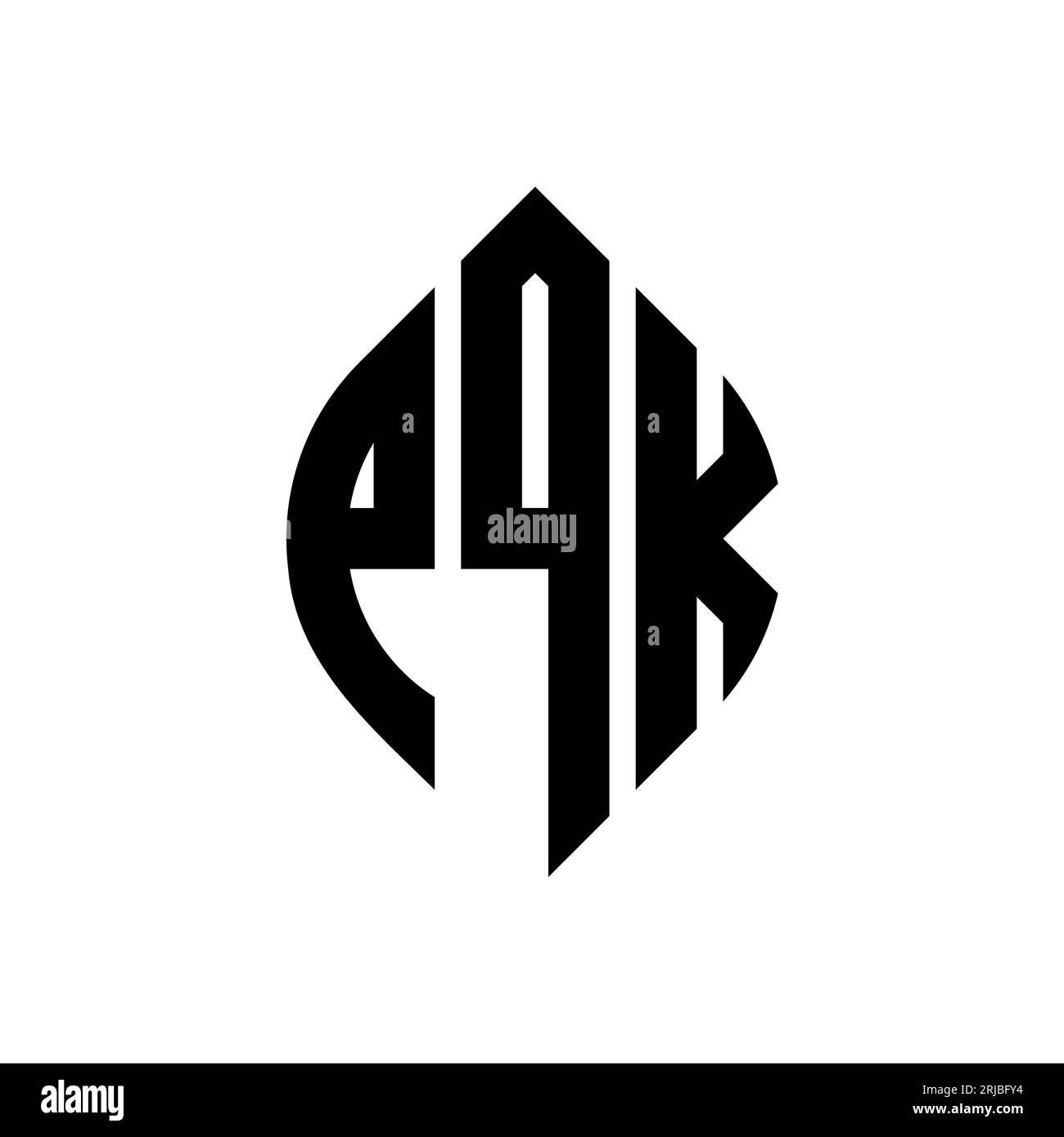 PQK circle letter logo design with circle and ellipse shape. PQK ...