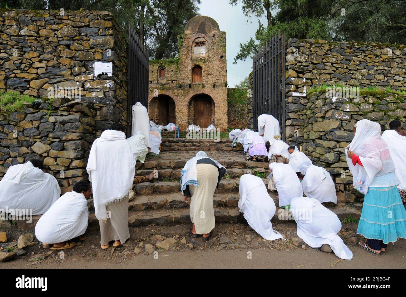 Orthodox faithful attending a religious act in Debre Berhan Selassie ...