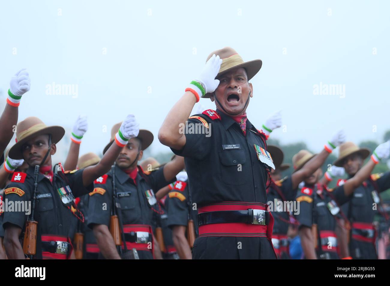Soldiers of different platoons at the 77th Independence Day parade at ...