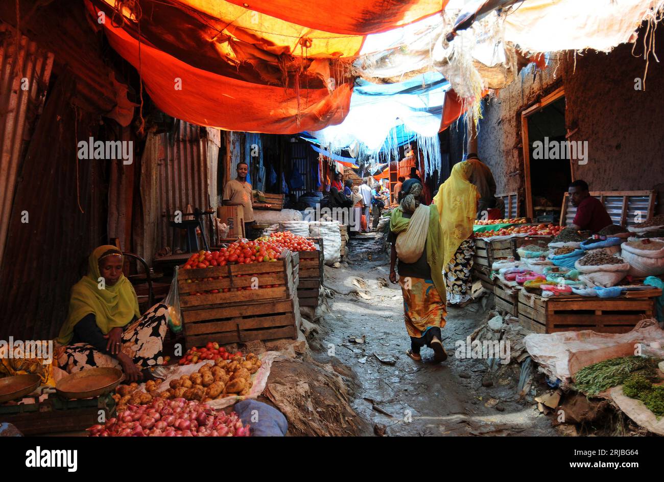 Vegetables stands in Harar market. Hararghe, Harari Region, Ethiopia ...