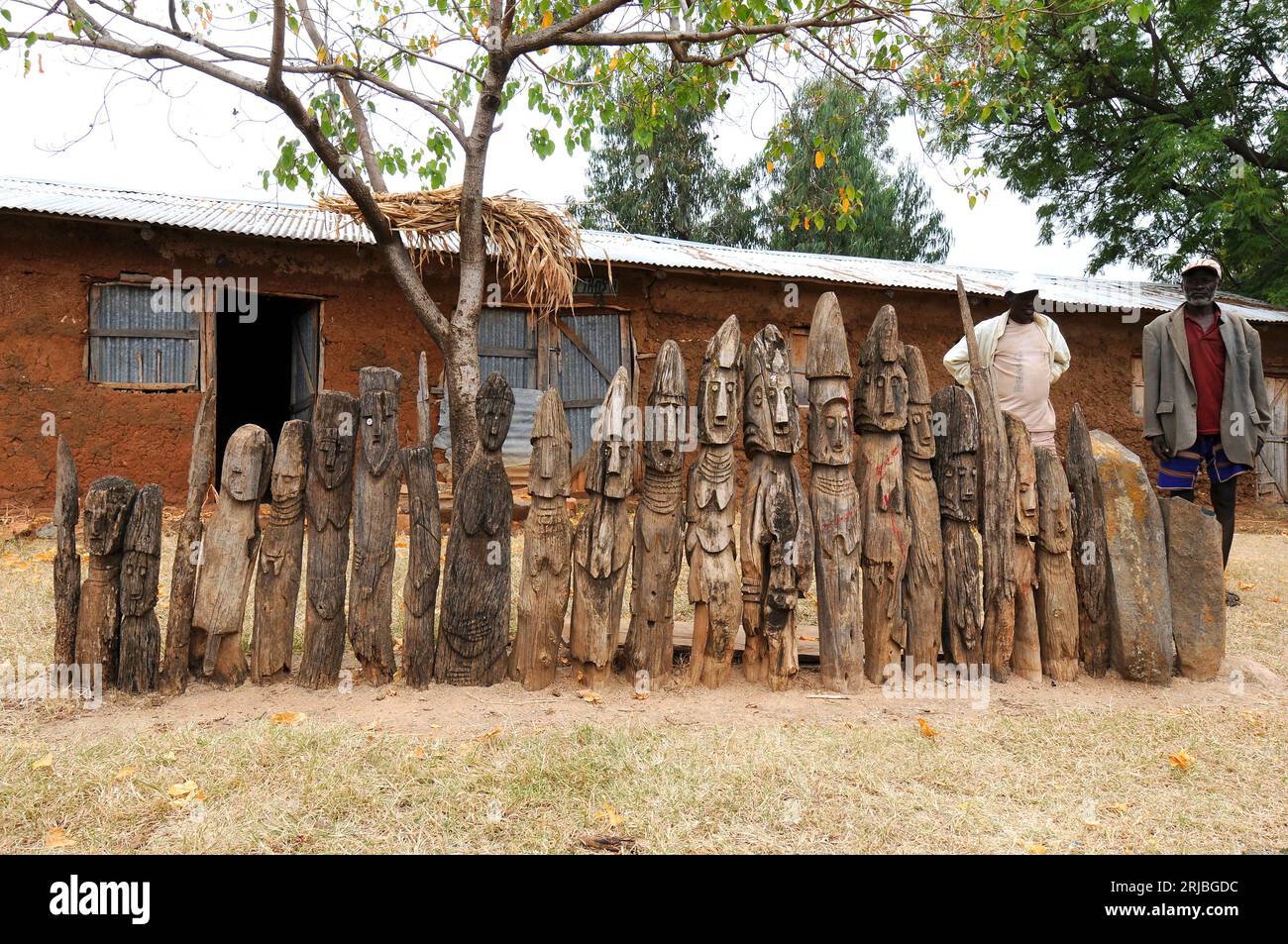 Grave markers (waga) in a Konso village. Southern-central Ethiopia ...