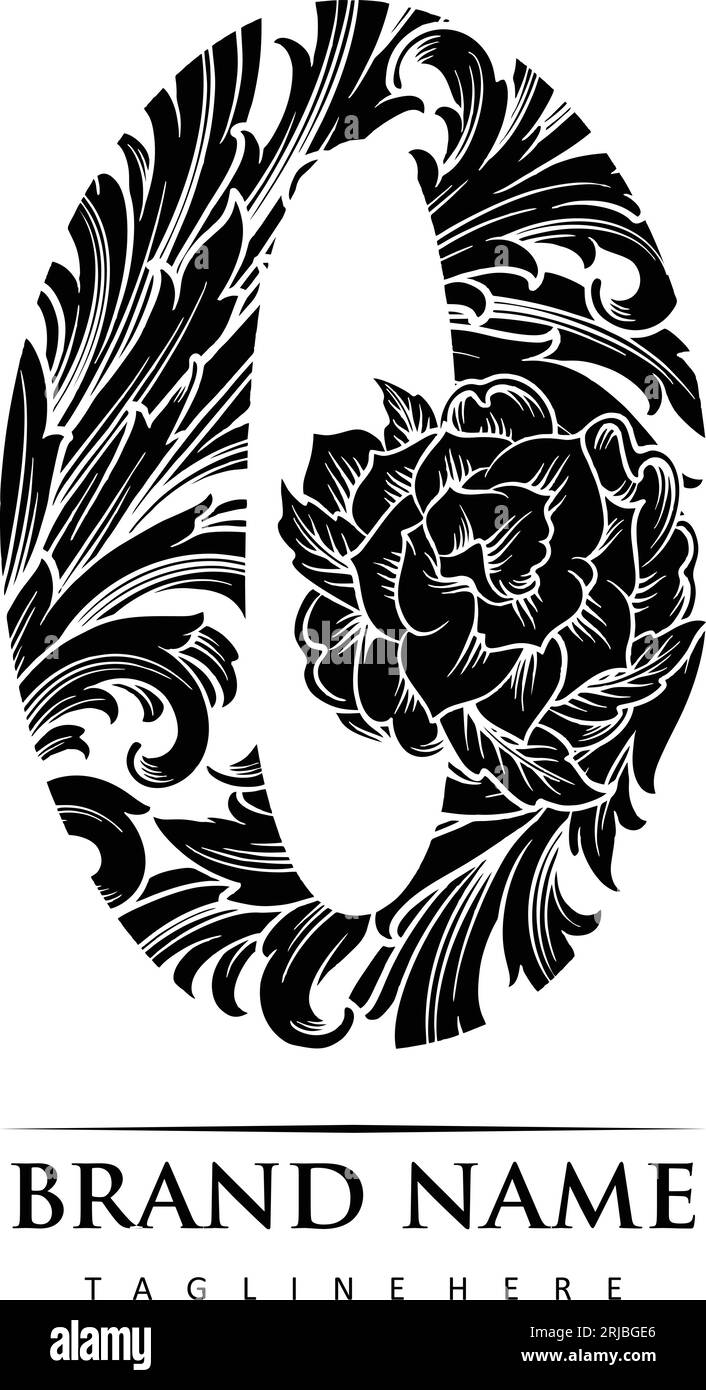 Elegant capital o lettering with intricate ornaments illustrations ...