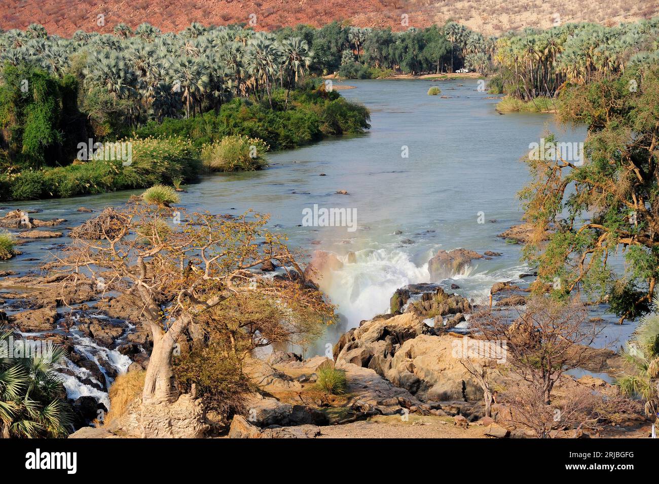 Epupa falls and Kunene river, border between Angola and Namibia ...