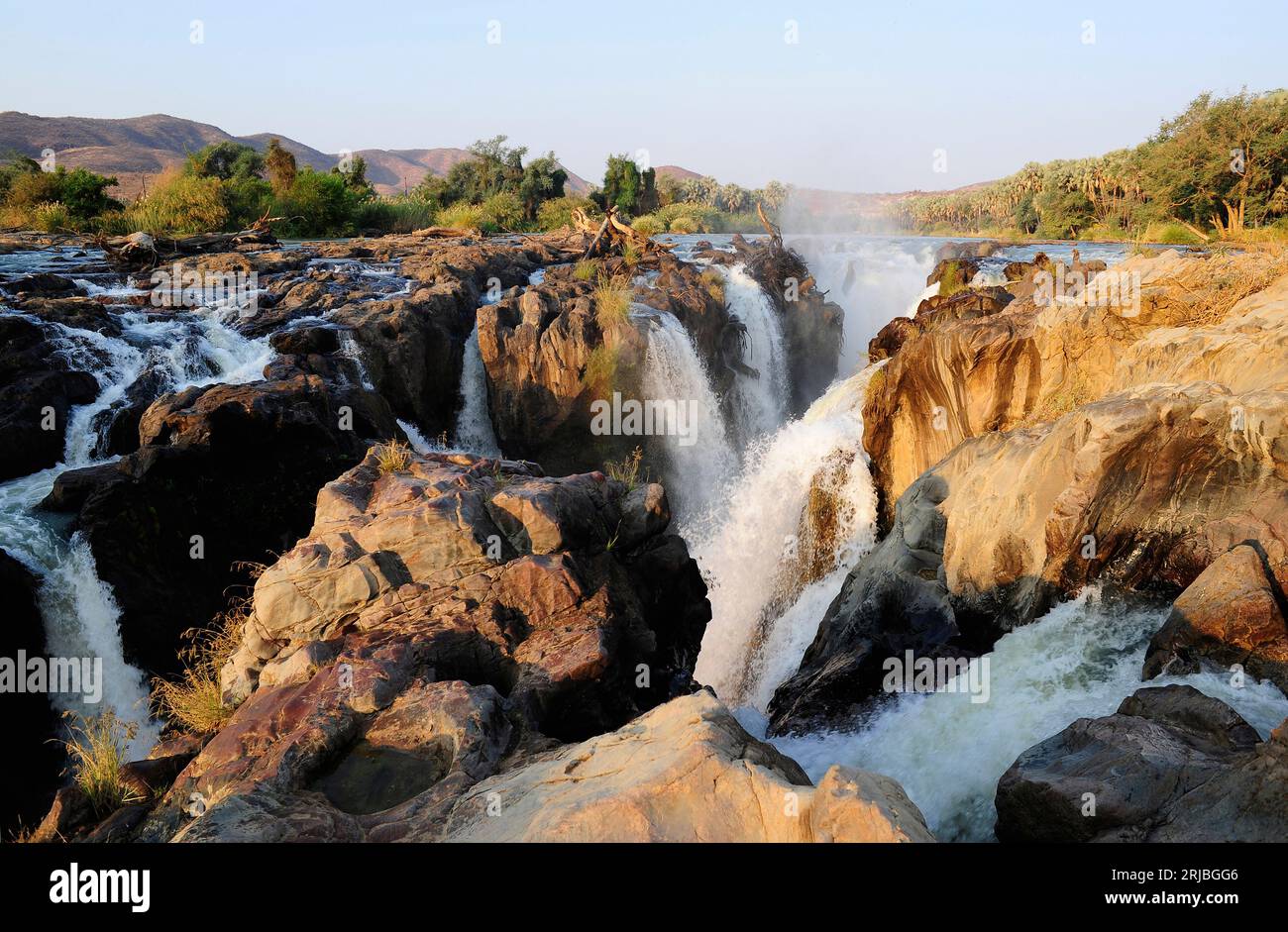 Epupa falls and Kunene river, border between Angola and Namibia ...