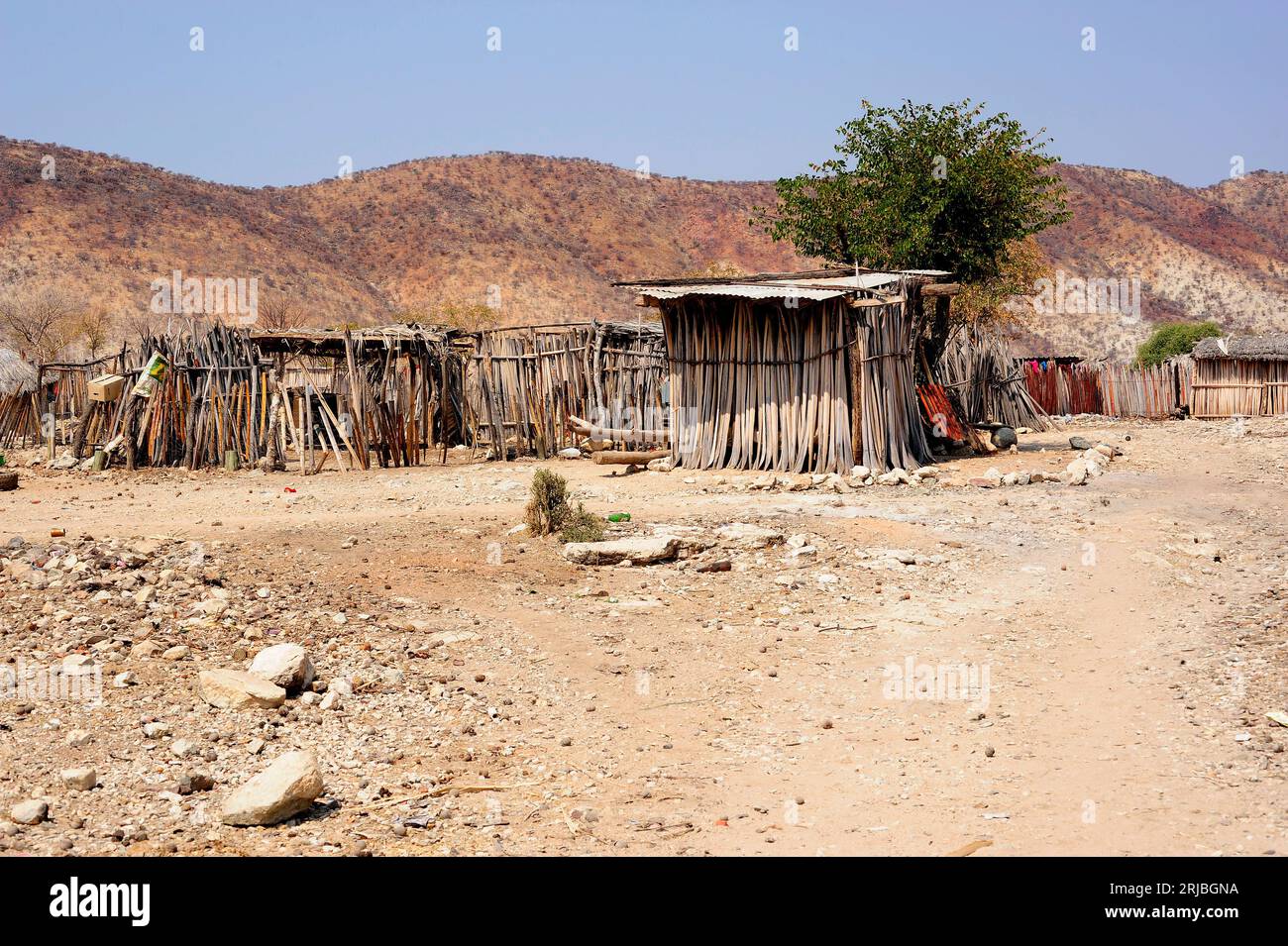 Himba village in Kunene Region near Epupa falls. Kaokoland, Namibia ...