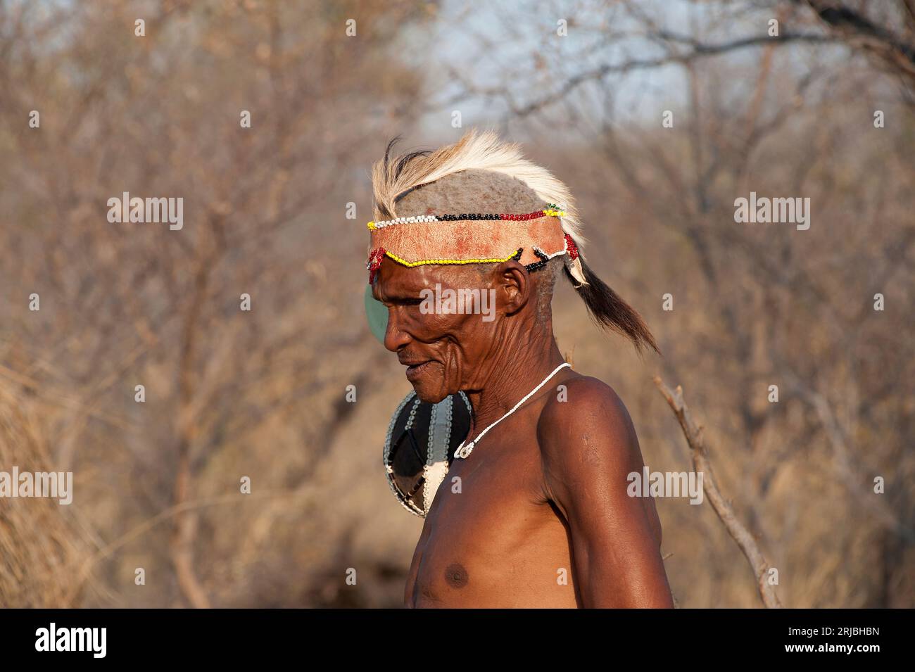 Bushman or san with your traditional animal skin hat. Tsumkwe ...