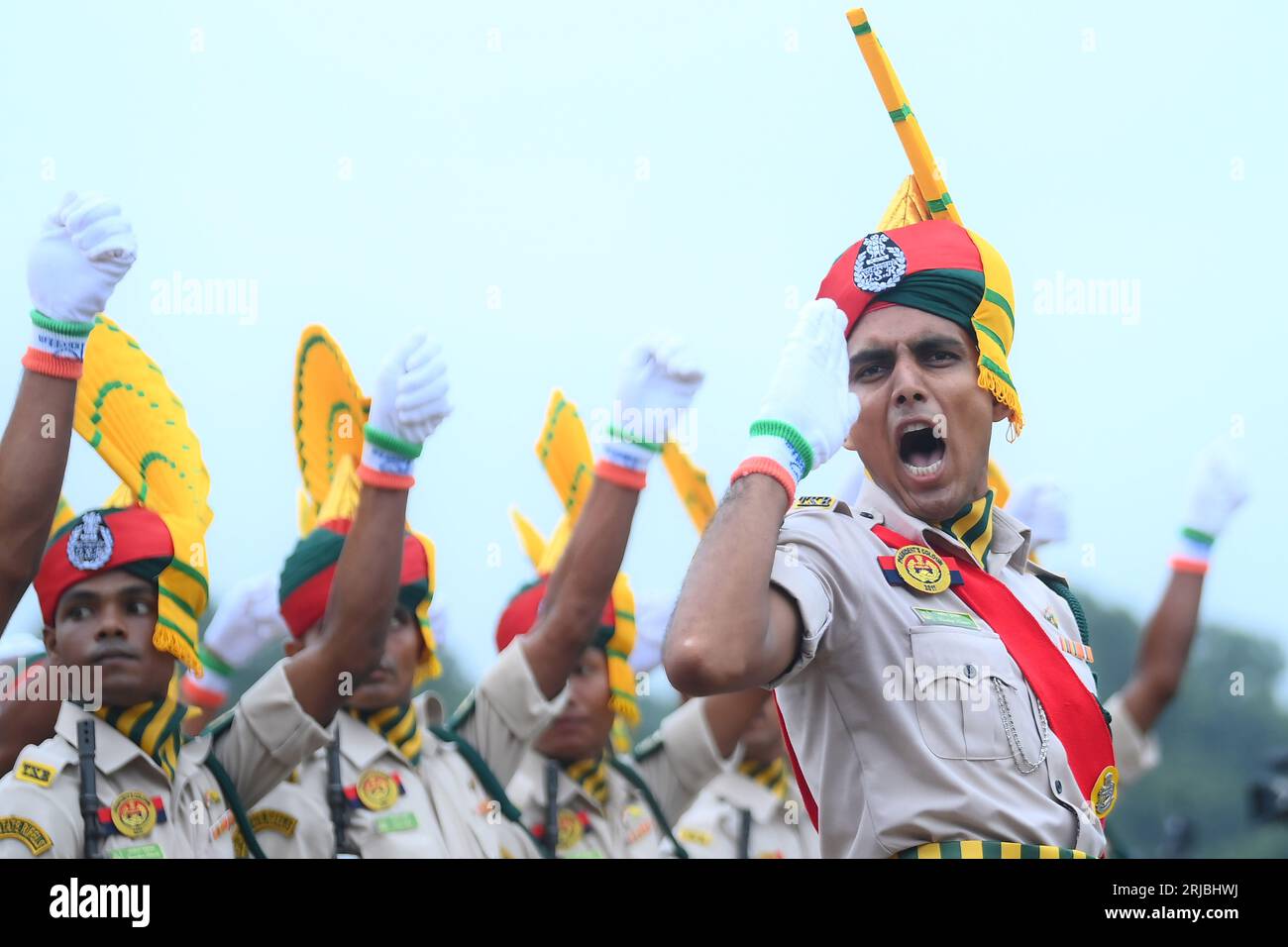 Soldiers of different platoons at the 77th Independence Day parade at ...