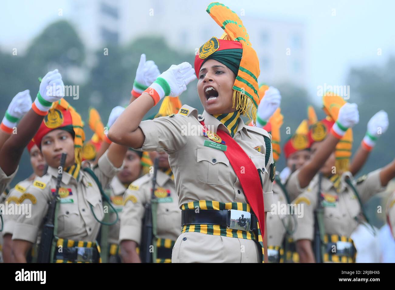 Soldiers of different platoons at the 77th Independence Day parade at ...