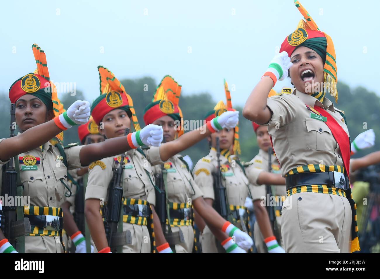 Soldiers of different platoons at the 77th Independence Day parade at ...