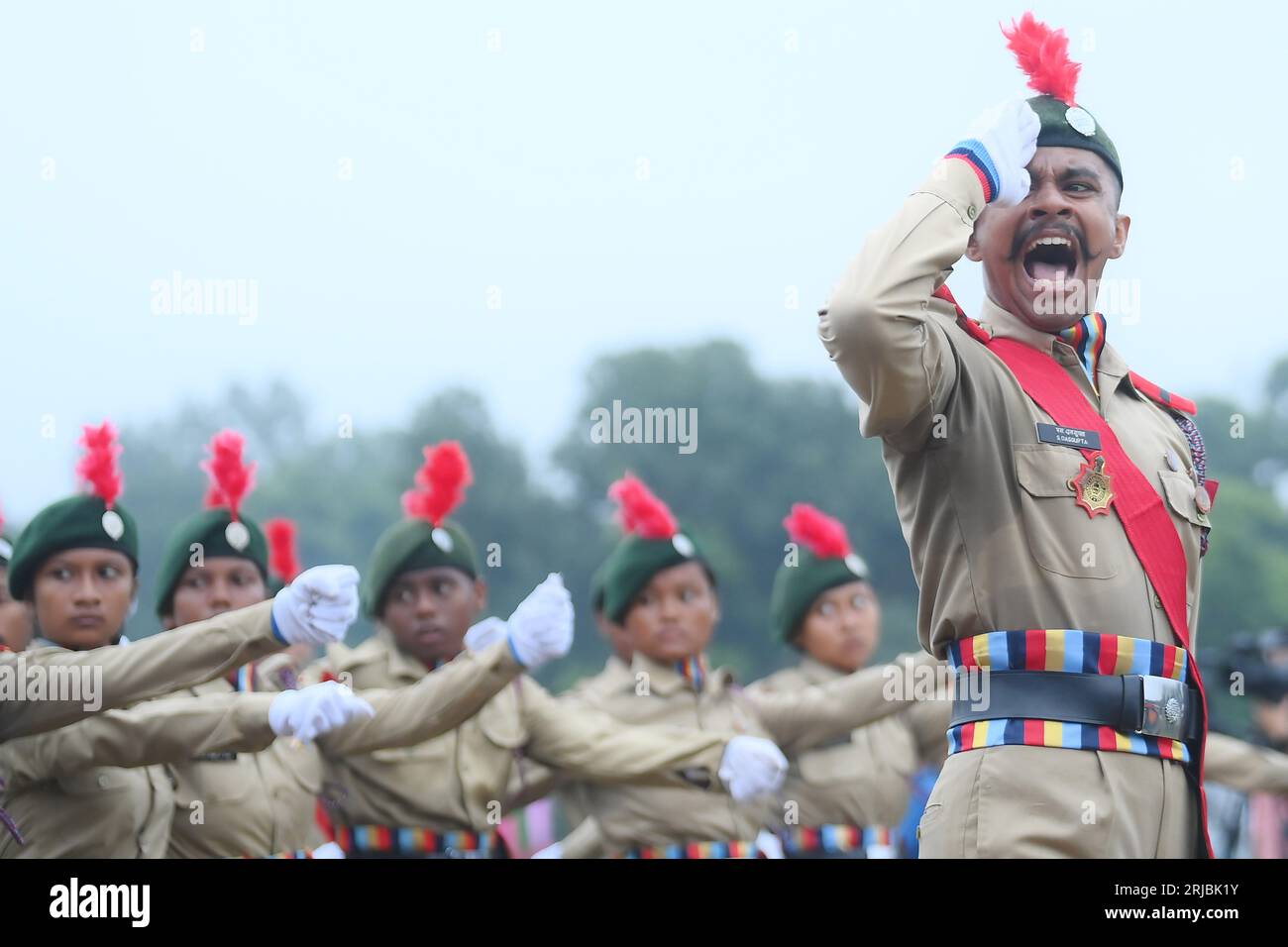 Soldiers of different platoons at the 77th Independence Day parade at ...