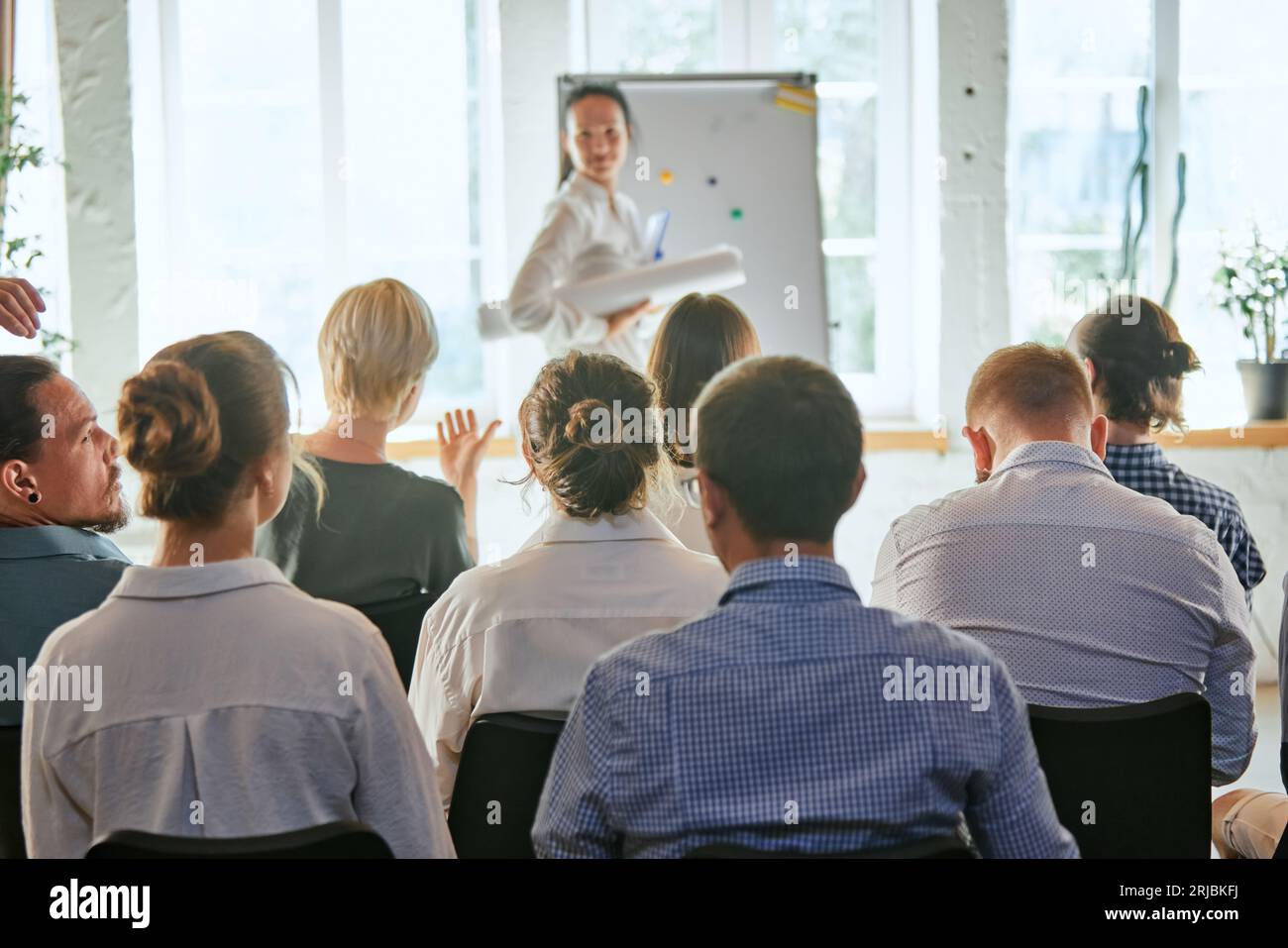 Corporate, businesswoman with presentation and in business meeting in ...