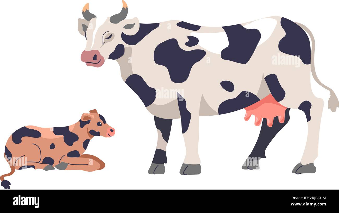 Cow and calf, livestock breeding, and farming Stock Vector Image & Art ...