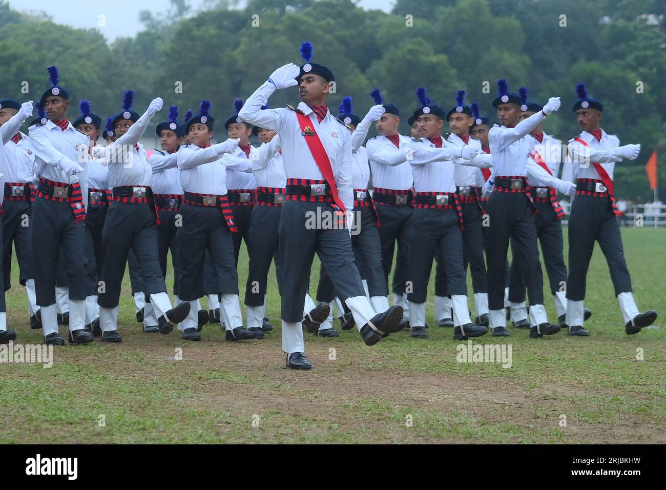 Soldiers of different platoons at the 77th Independence Day parade at ...