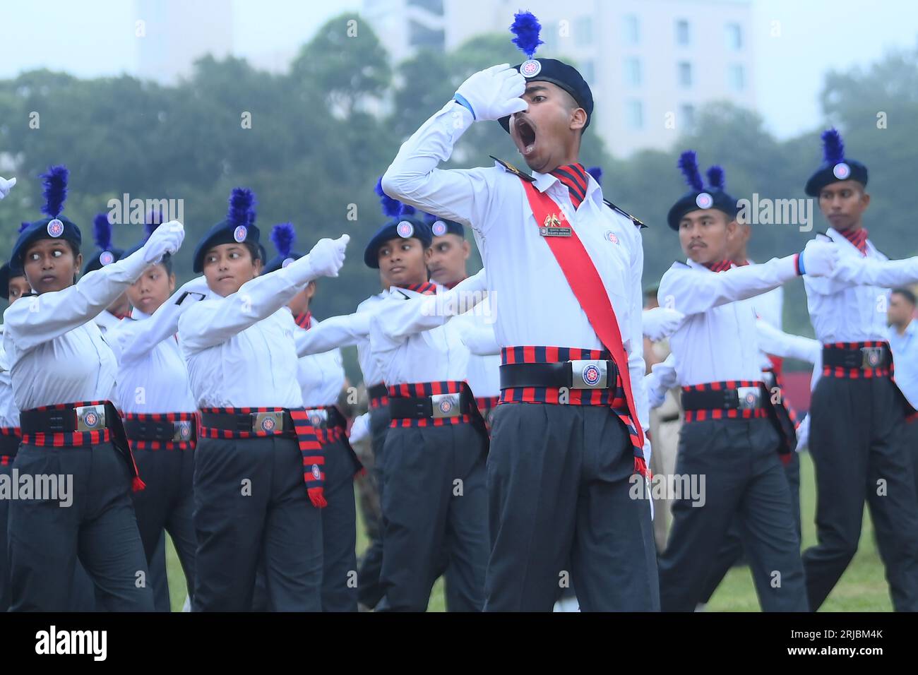 Soldiers of different platoons at the 77th Independence Day parade at ...