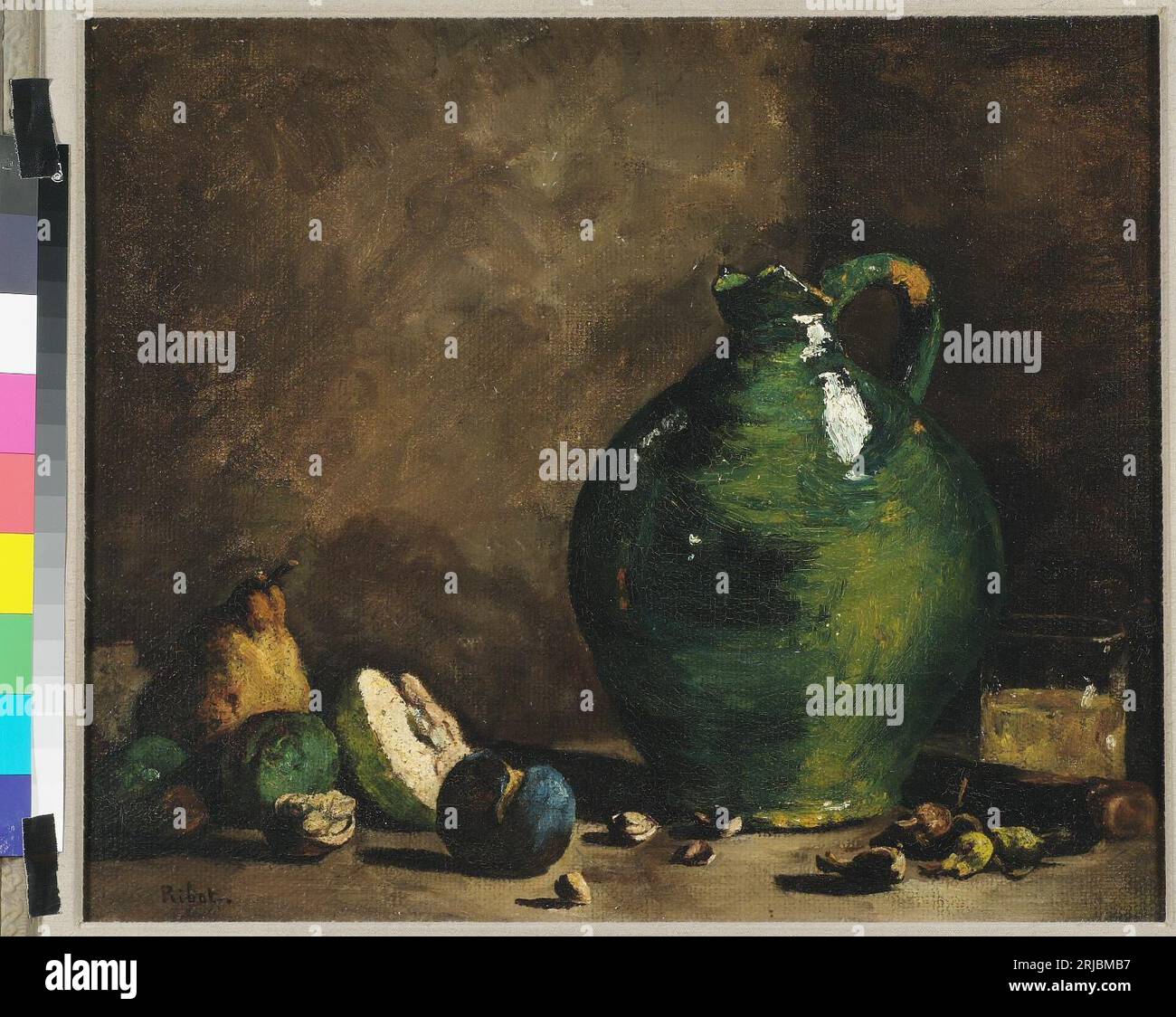 Stilleven met groene kruik. by Augustin Théodule Ribot Stock Photo - Alamy