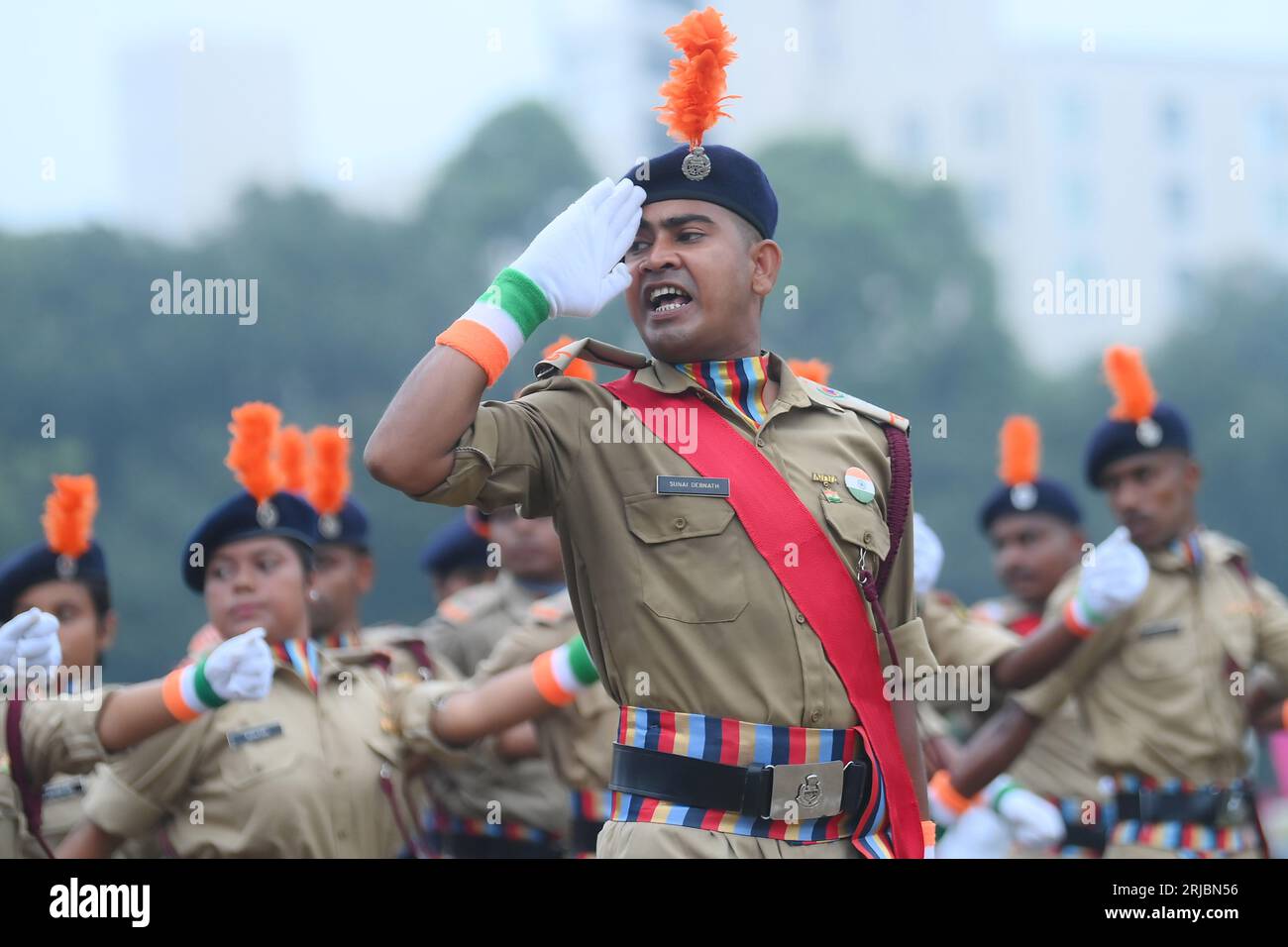 Soldiers of different platoons at the 77th Independence Day parade at ...