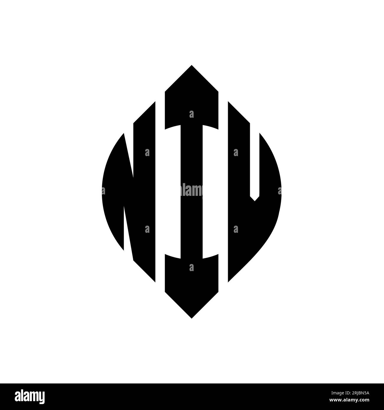 NIV circle letter logo design with circle and ellipse shape. NIV ...