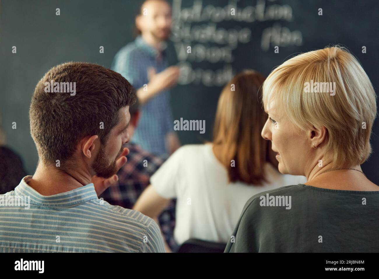 Business and entrepreneurship seminar. Speakers giving talk at business ...