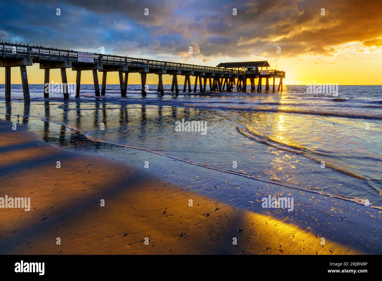 Tybee Island, Beach Pier Sunrise Savannah,Georgia, United States of ...