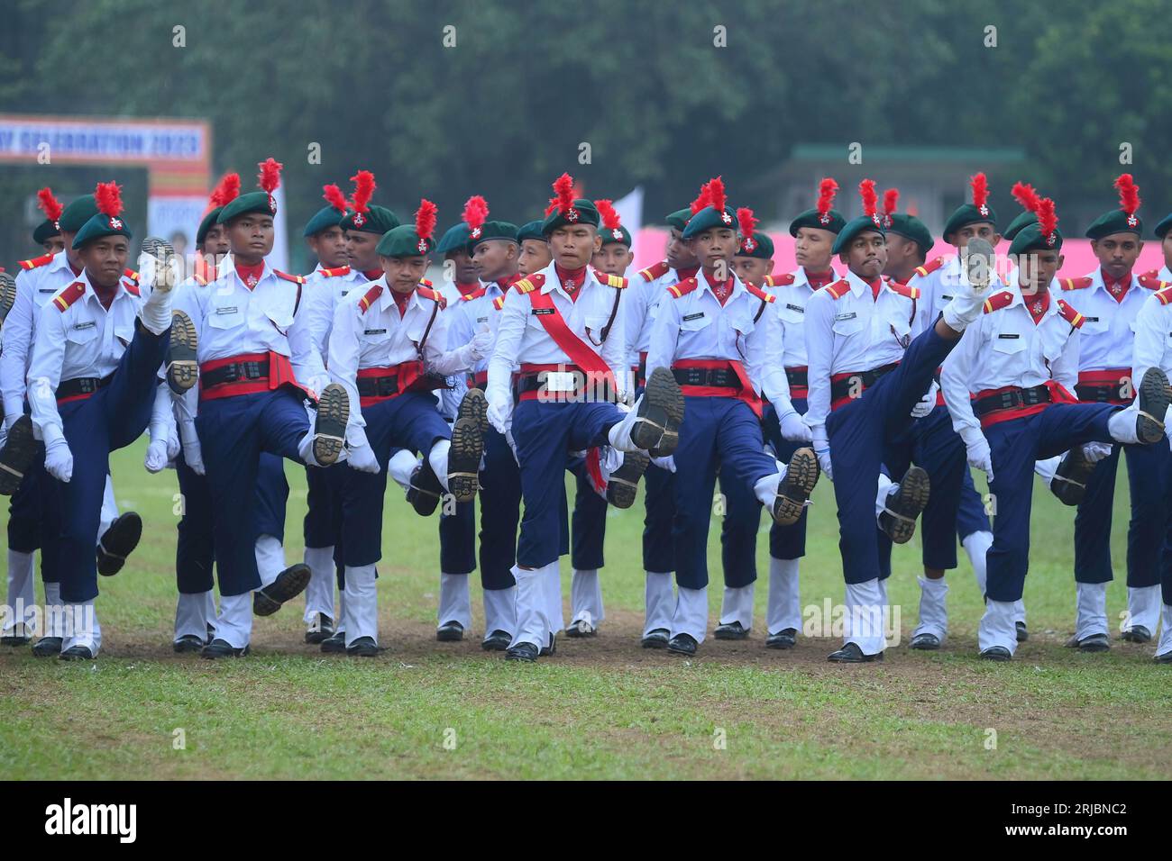 Soldiers of different platoons at the 77th Independence Day parade at ...