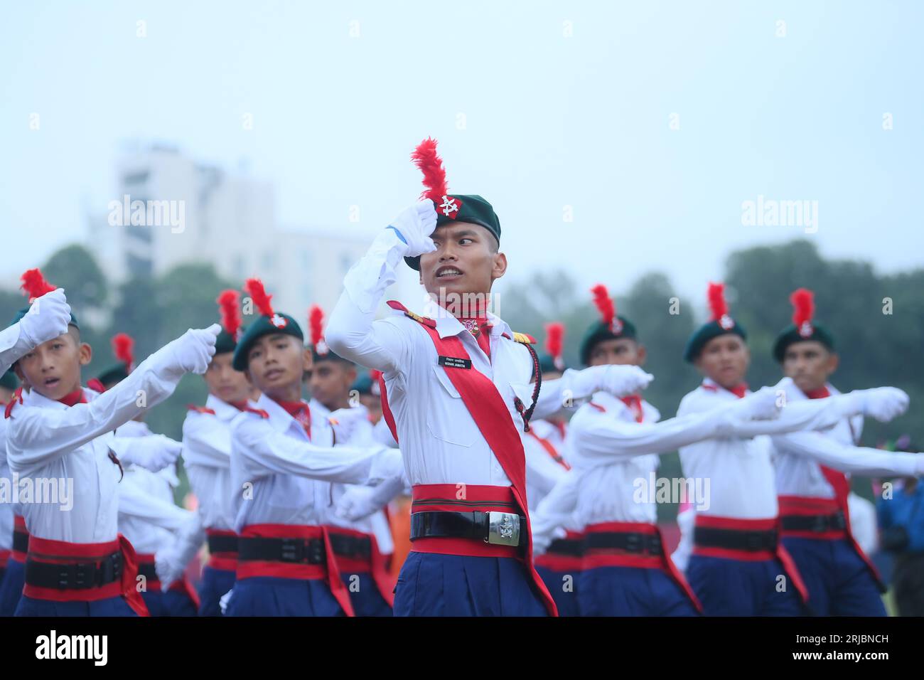 Soldiers of different platoons at the 77th Independence Day parade at ...