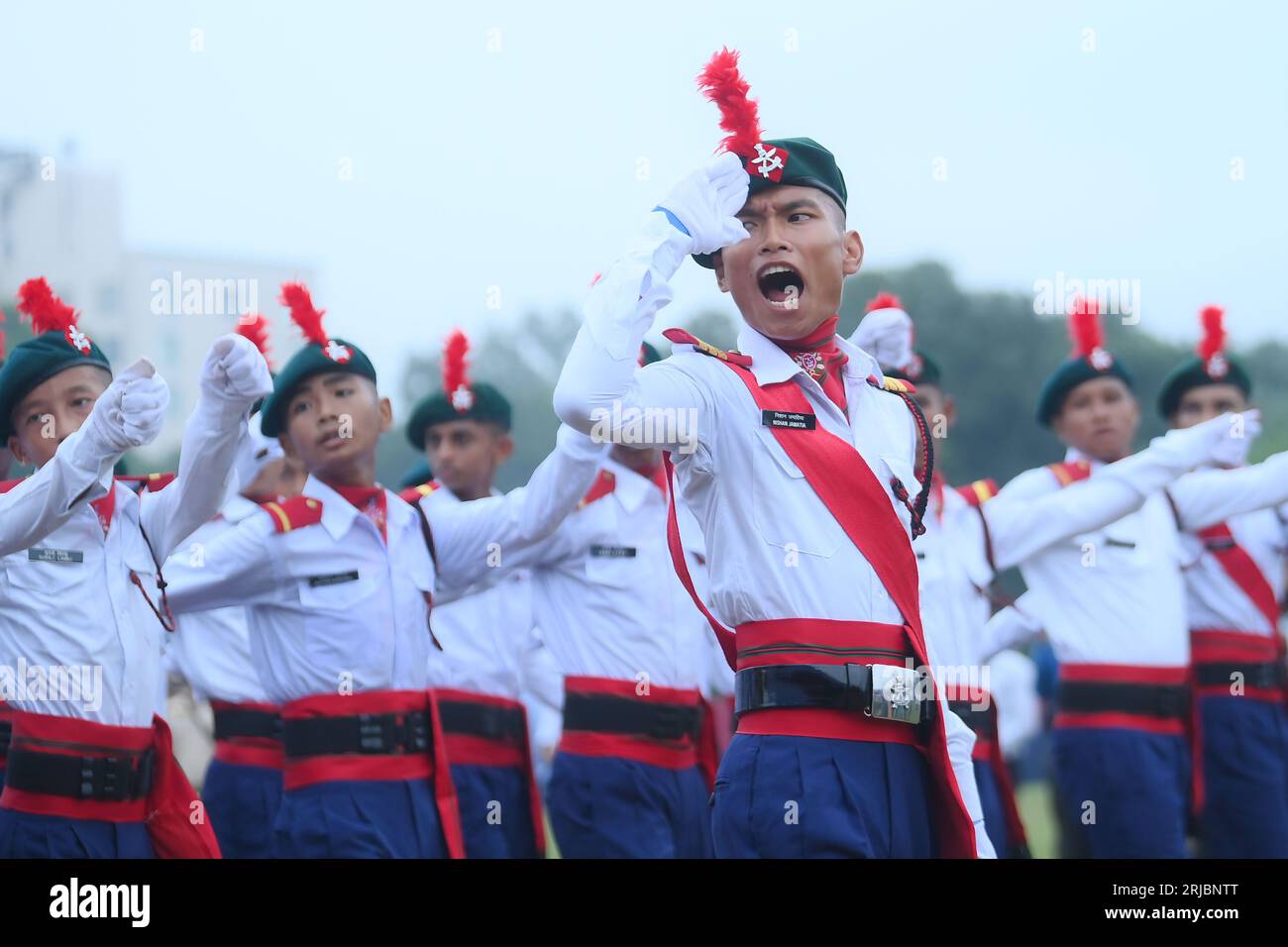 Soldiers of different platoons at the 77th Independence Day parade at ...