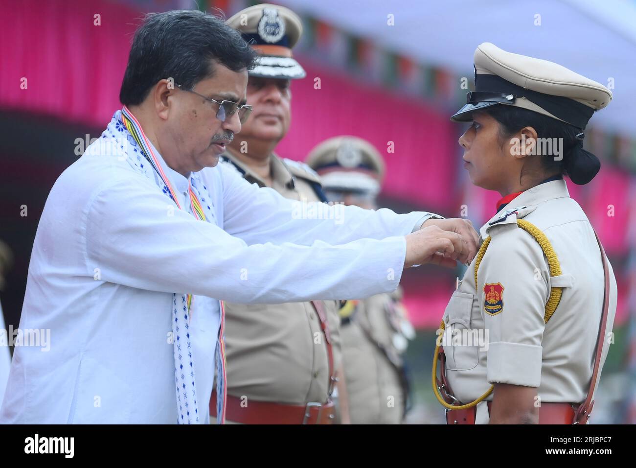 Tripura Chief Minister Manik Saha distributes awards and medals to the ...