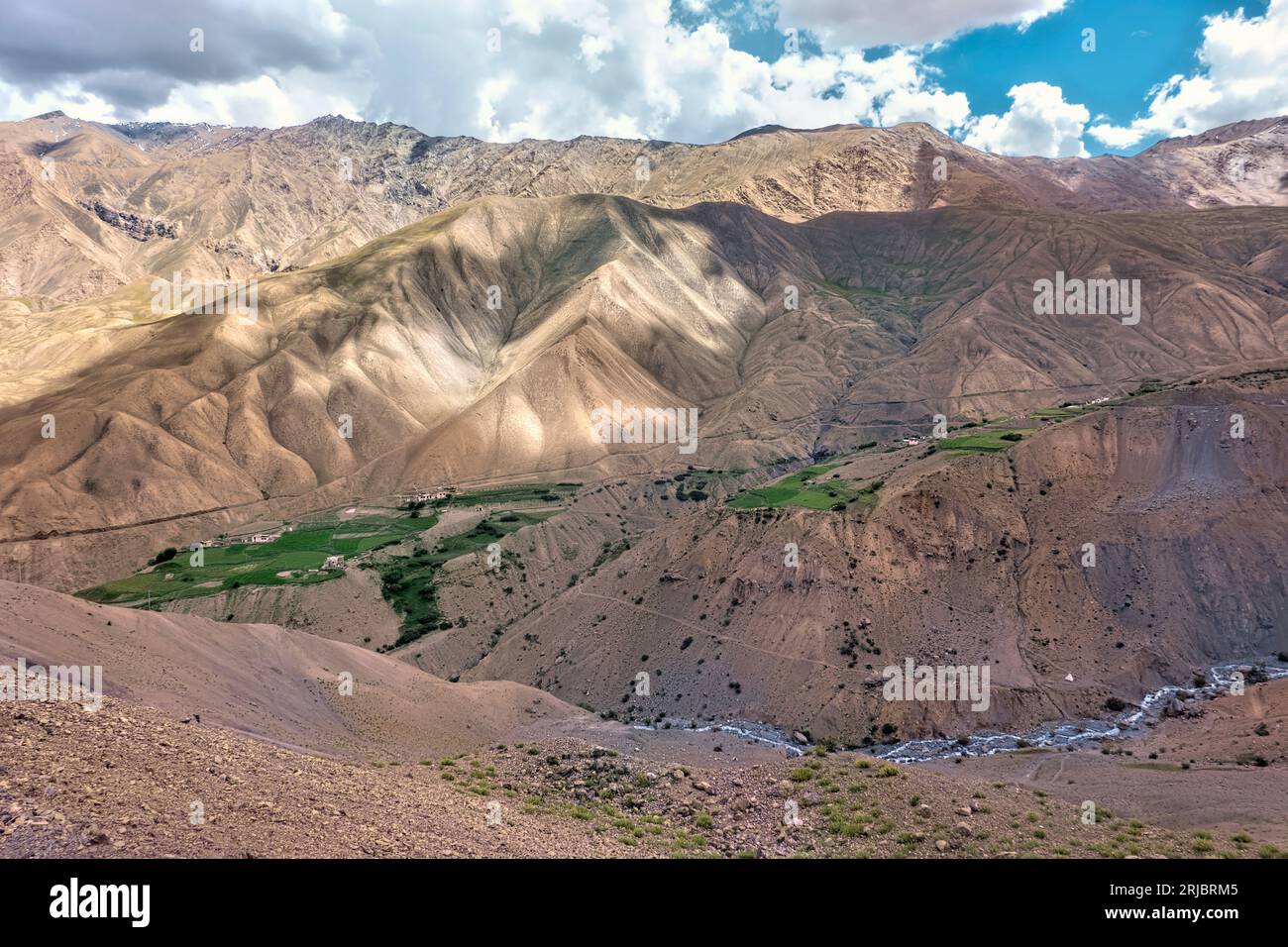 View of the oasis of Lingshed on the trans-Zanskar trek, Ladakh, India ...
