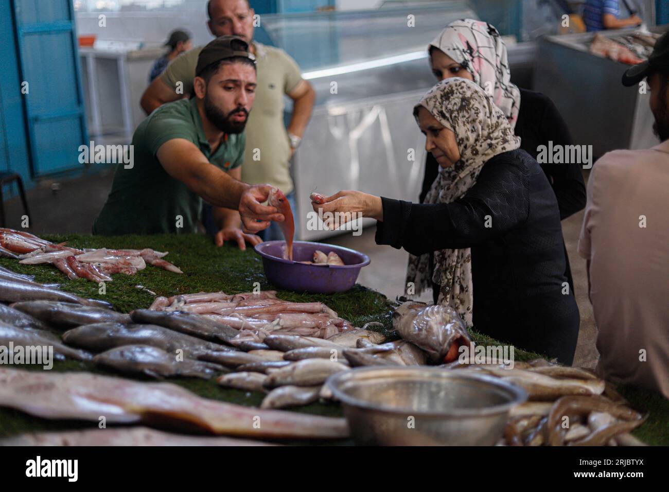 Gaza, Palestine. 22nd Aug, 2023. Palestinian fishermen display their ...