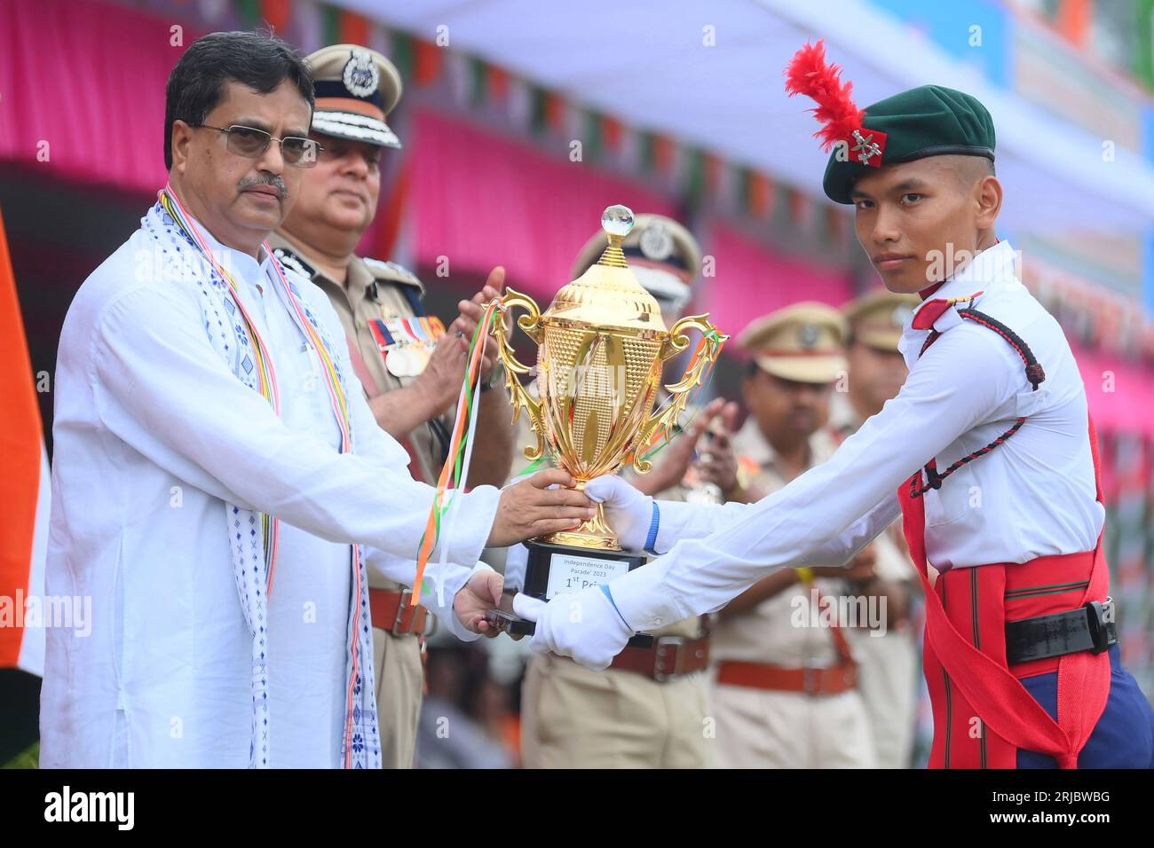 Tripura Chief Minister Manik Saha distributes awards and medals to the ...