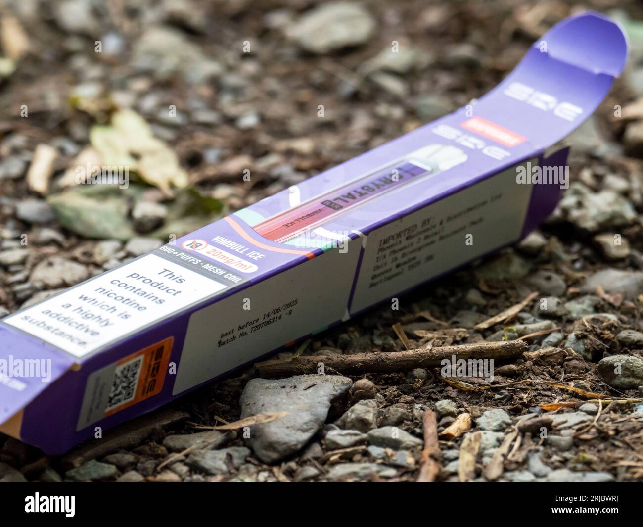 Packaging from a vaping device thrown away in Ambleside, Lake District ...