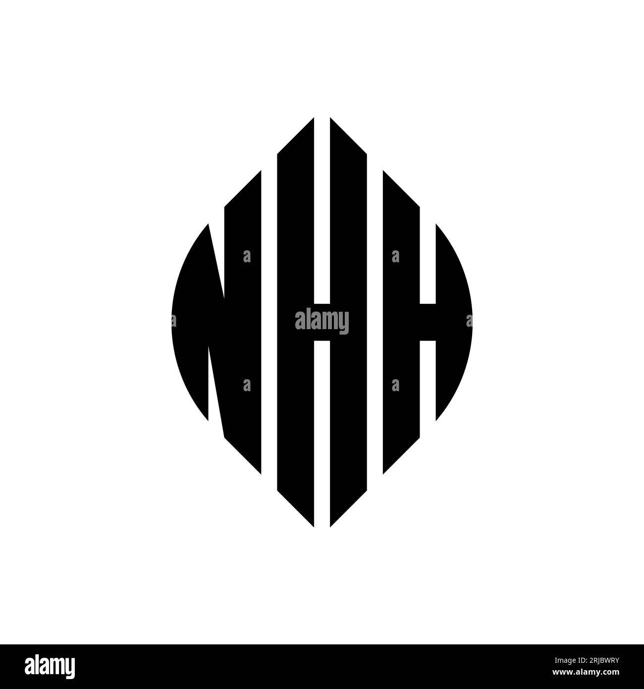 NHH circle letter logo design with circle and ellipse shape. NHH ...