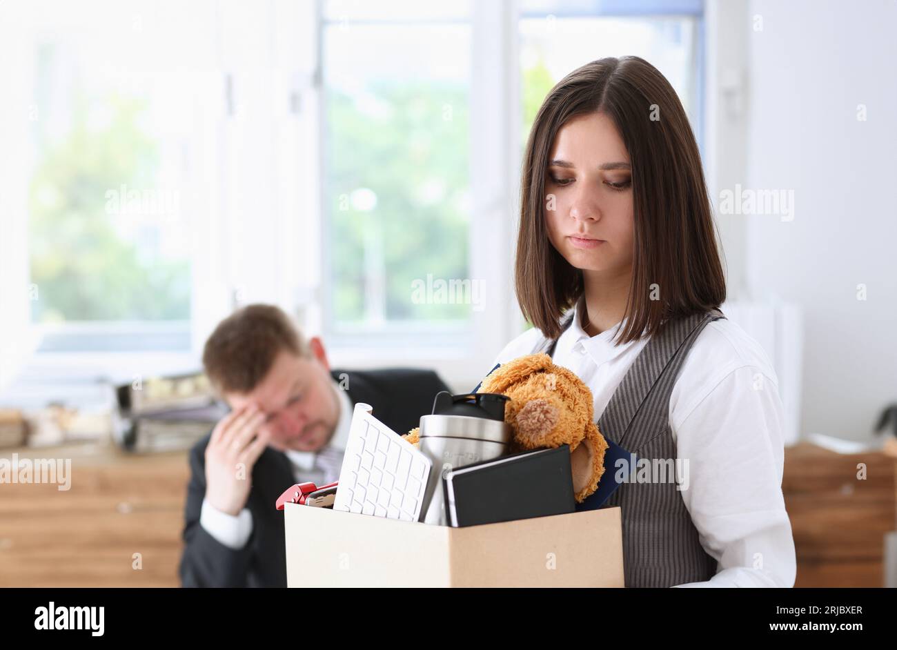Angry yelling boss point arm to exit Stock Photo - Alamy