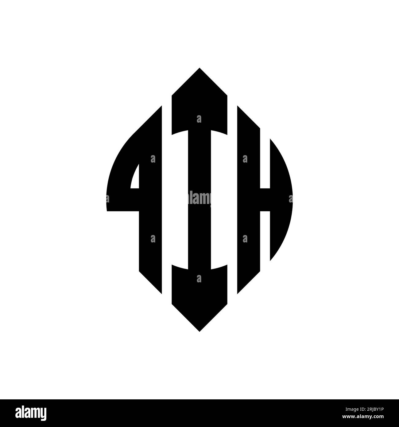 QIH circle letter logo design with circle and ellipse shape. QIH ...