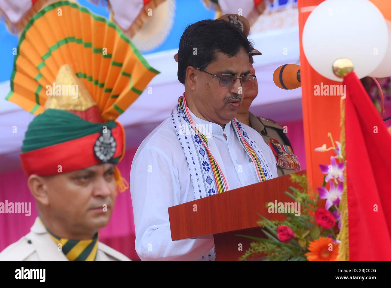 Tripura Chief Minister Manik Saha at the 77th Independence Day function at the Assam Rifles ...