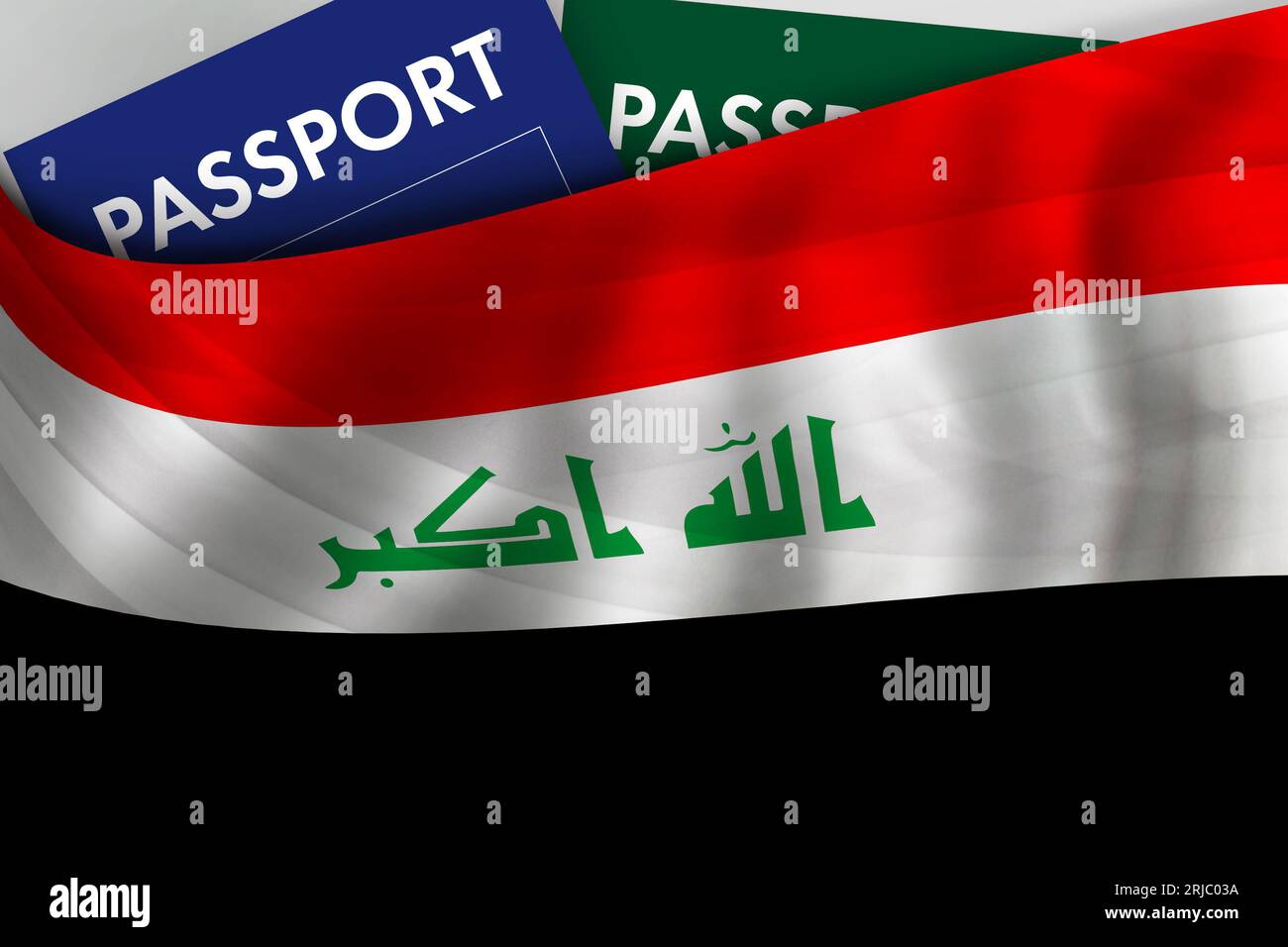 Iraqi flag background and passport of Iiraq. Citizenship, official ...