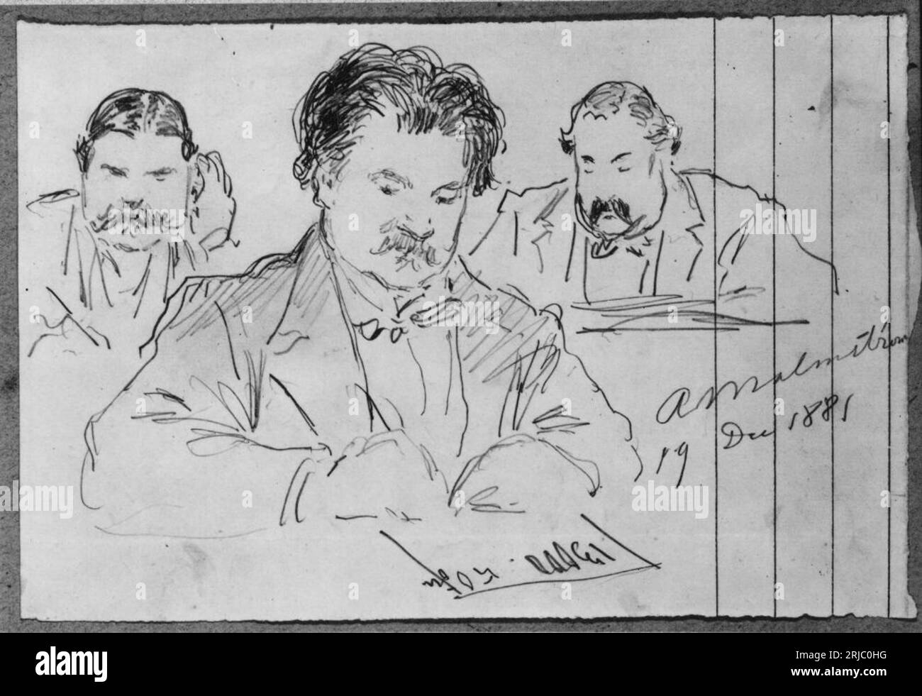 Johan August Malmström (1829-1901), professor, artist 3 people 1881 by ...