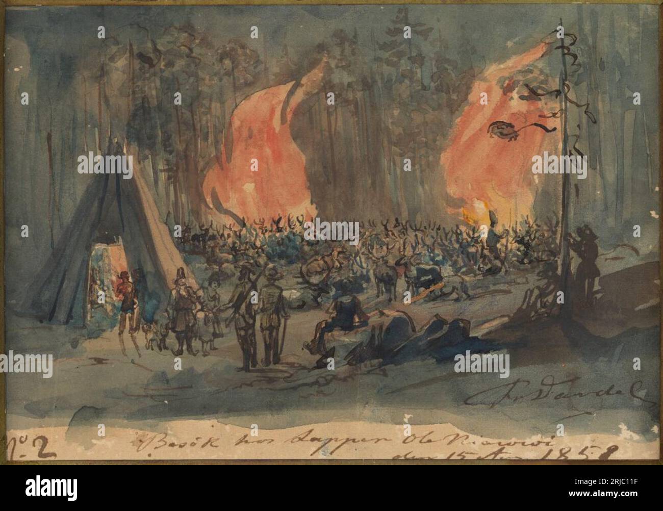 Crown Prince Carl (XV) Visiting Sami Ole Niarovi, 15th of August 1858 1858 by Fritz von Dardel ...