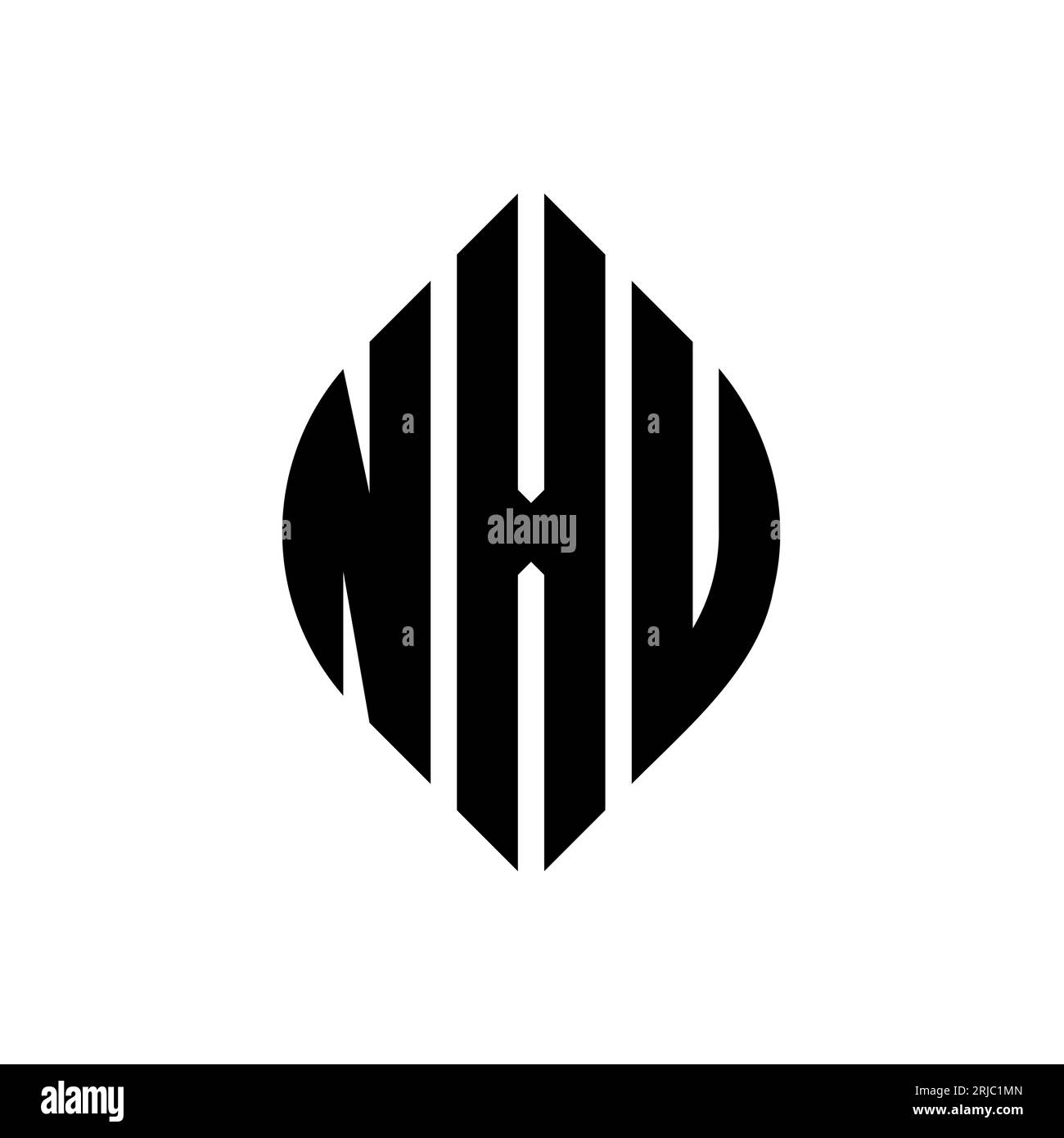 NXU circle letter logo design with circle and ellipse shape. NXU ...