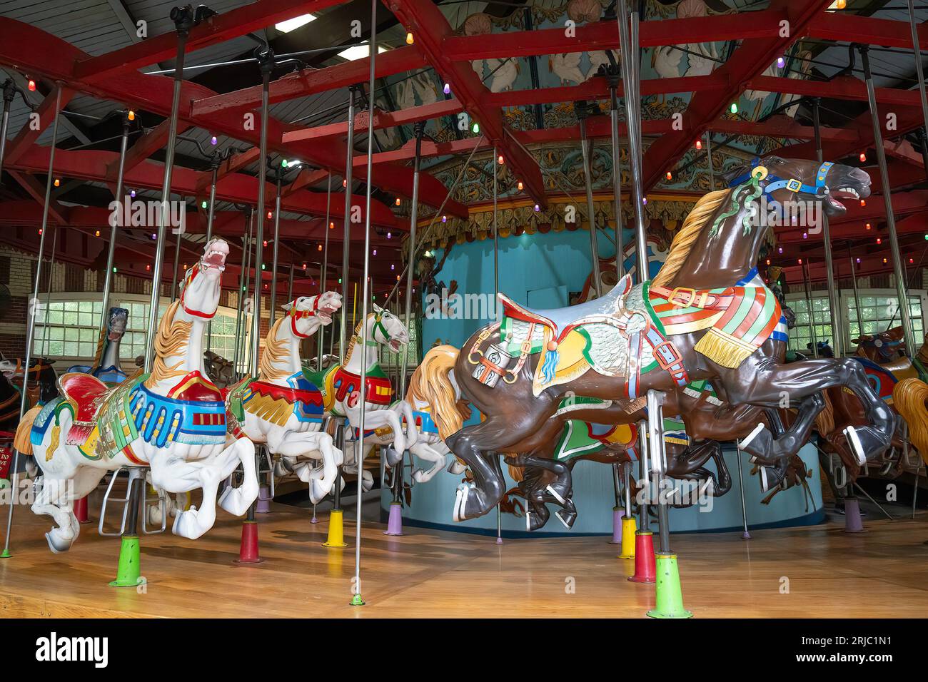 New York, USA - July 20th, 2023: The decorated horses in the central ...