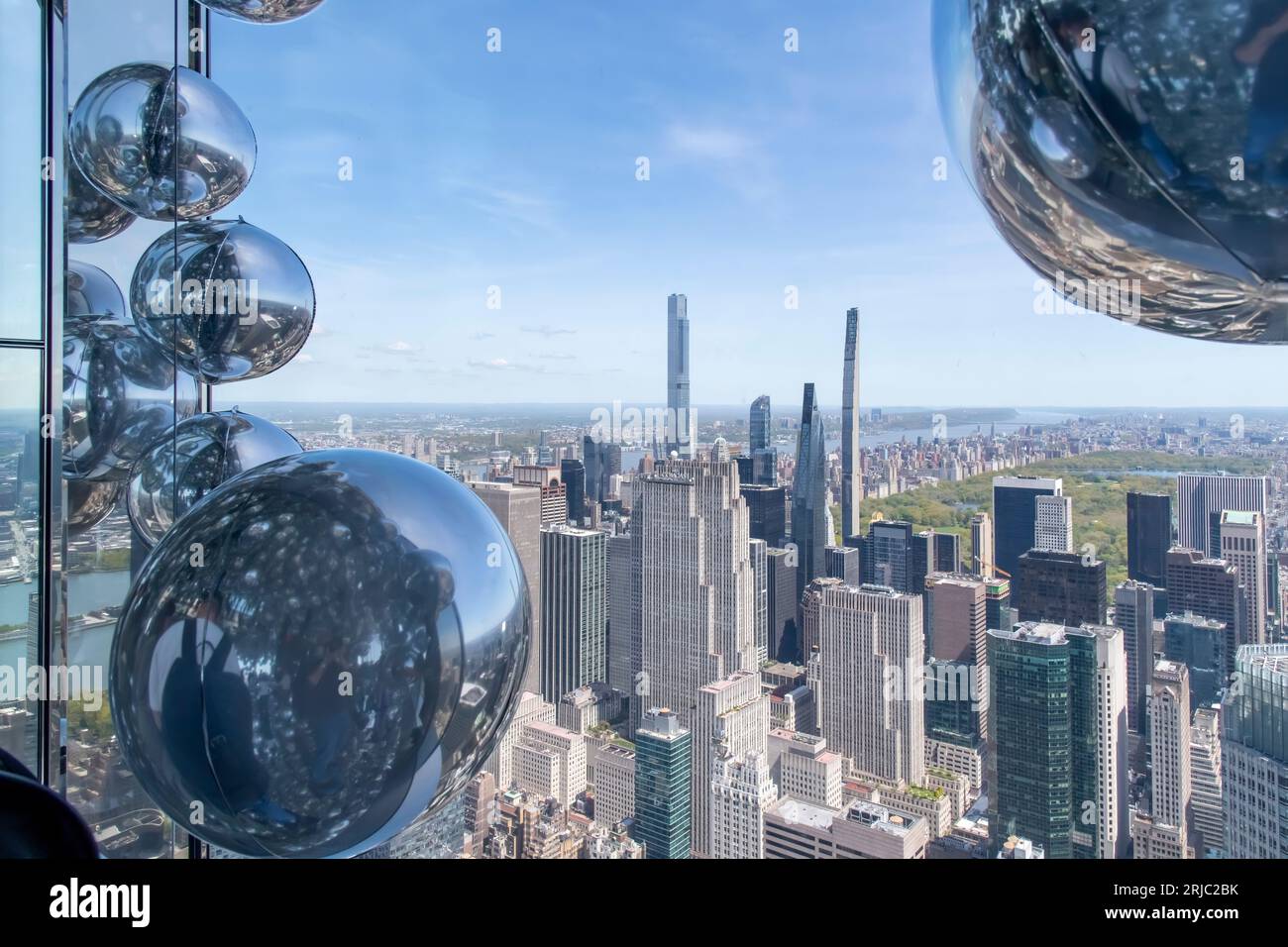 New York City, NY, USA-May 2022; View through window of exhibition room ...