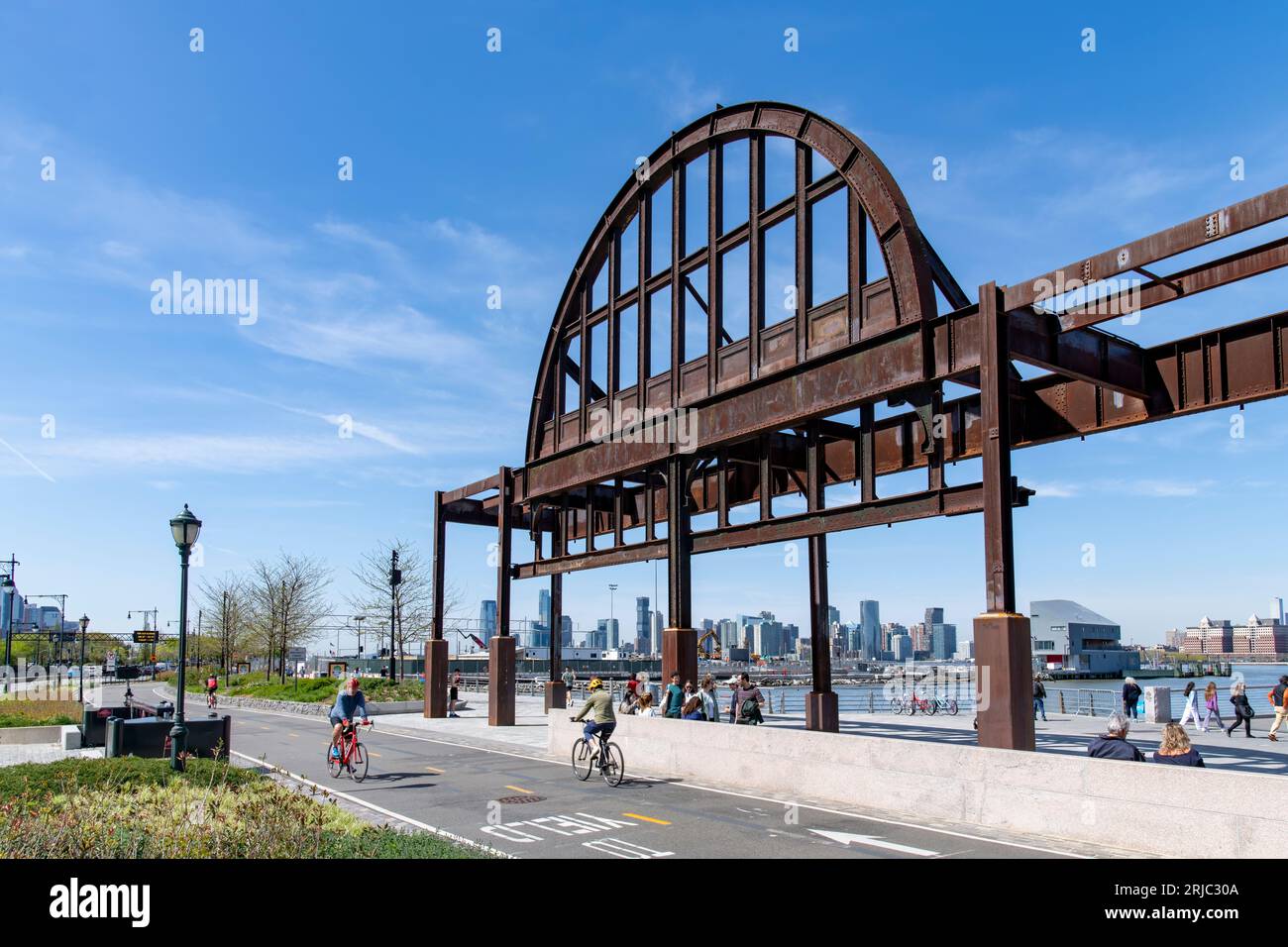 New York City, NY, USA-May 2022; Close up view of steel remnants of ...